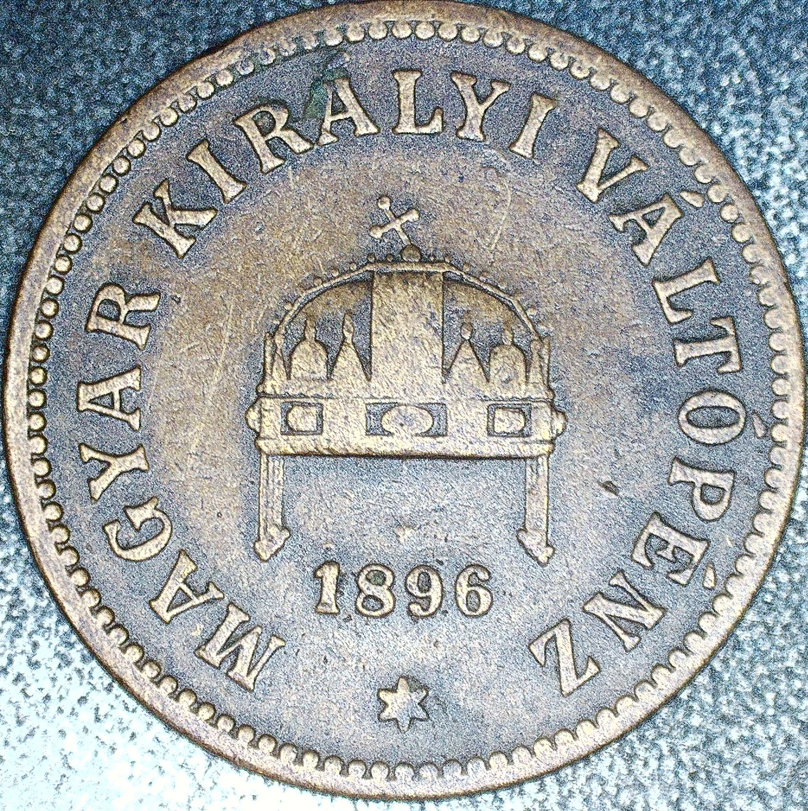 Hungary Magyar 2 Filler 1896 KB. KM#481. Two Cents coin. Crown of St ...