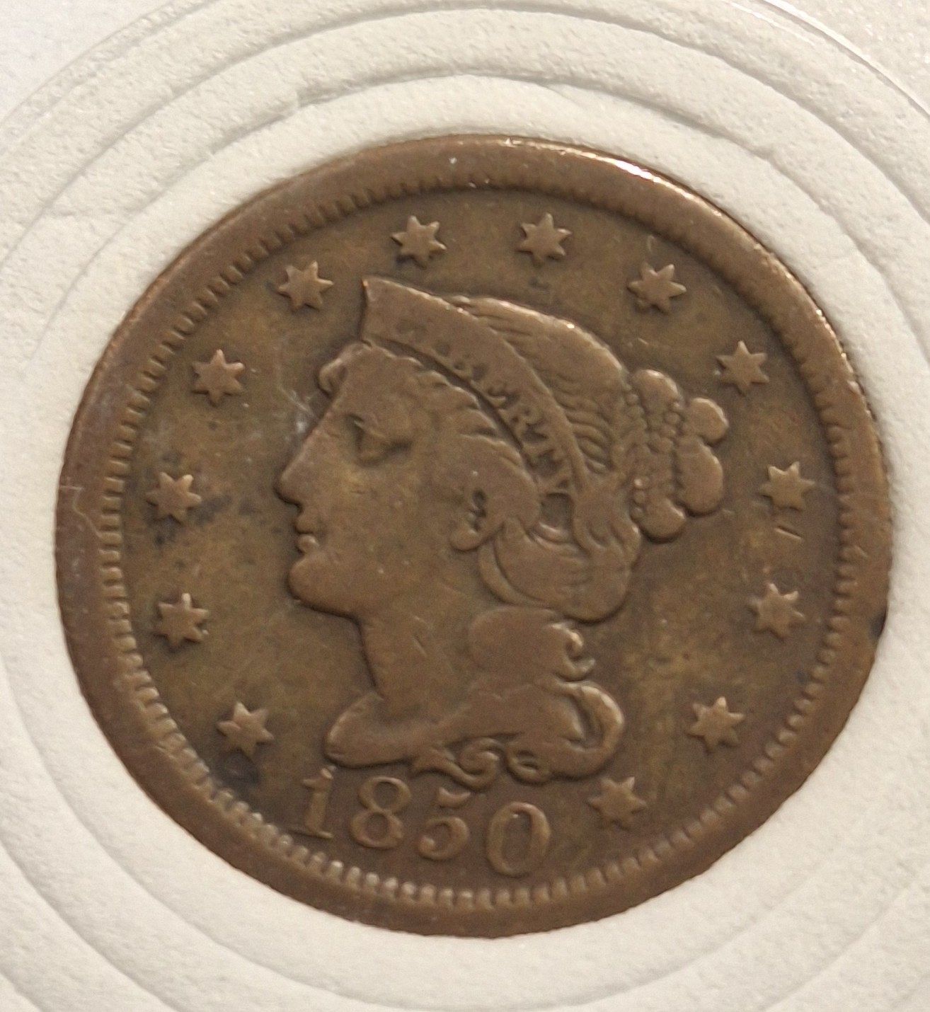 1850 Braided Hair Large Cent - For Sale, Buy Now Online - Item #946587
