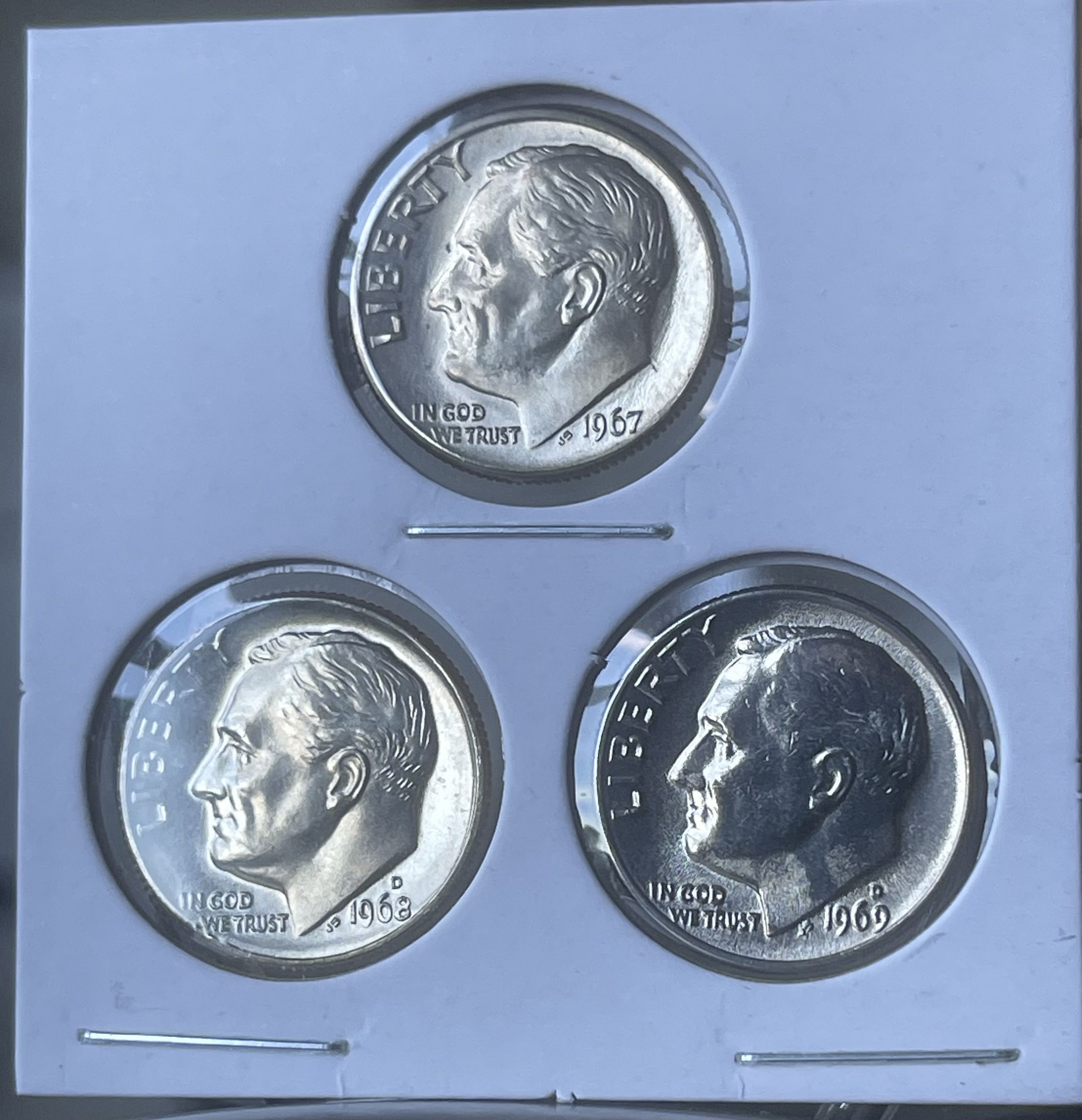 1967-1969 Roosevelt Clad Dimes Lot • Choice Brilliant Uncirculated ...