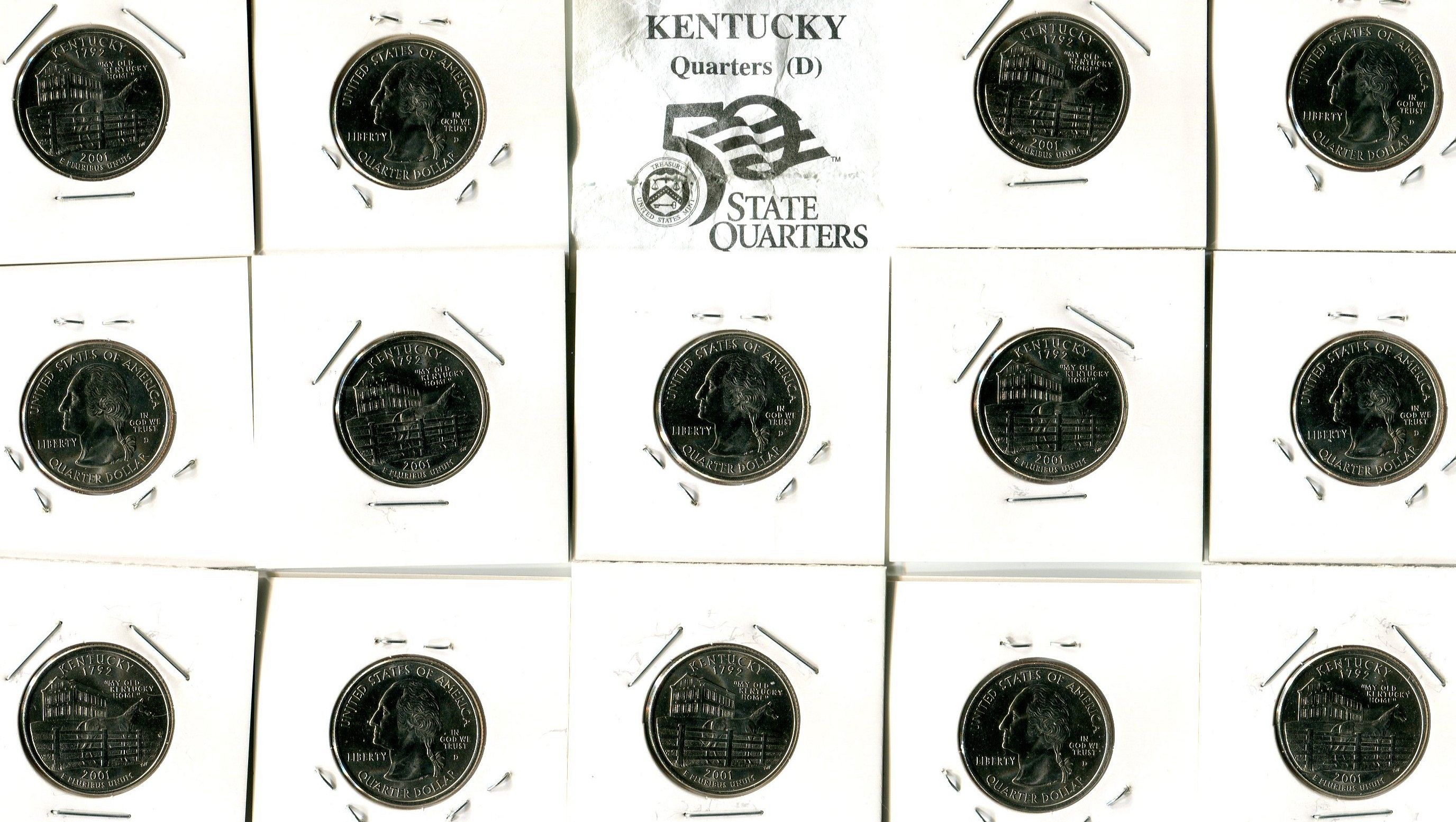 15 - 2001 - D KENTUCKY State Quarters -- BU FROM A MINT BAG ! - For ...