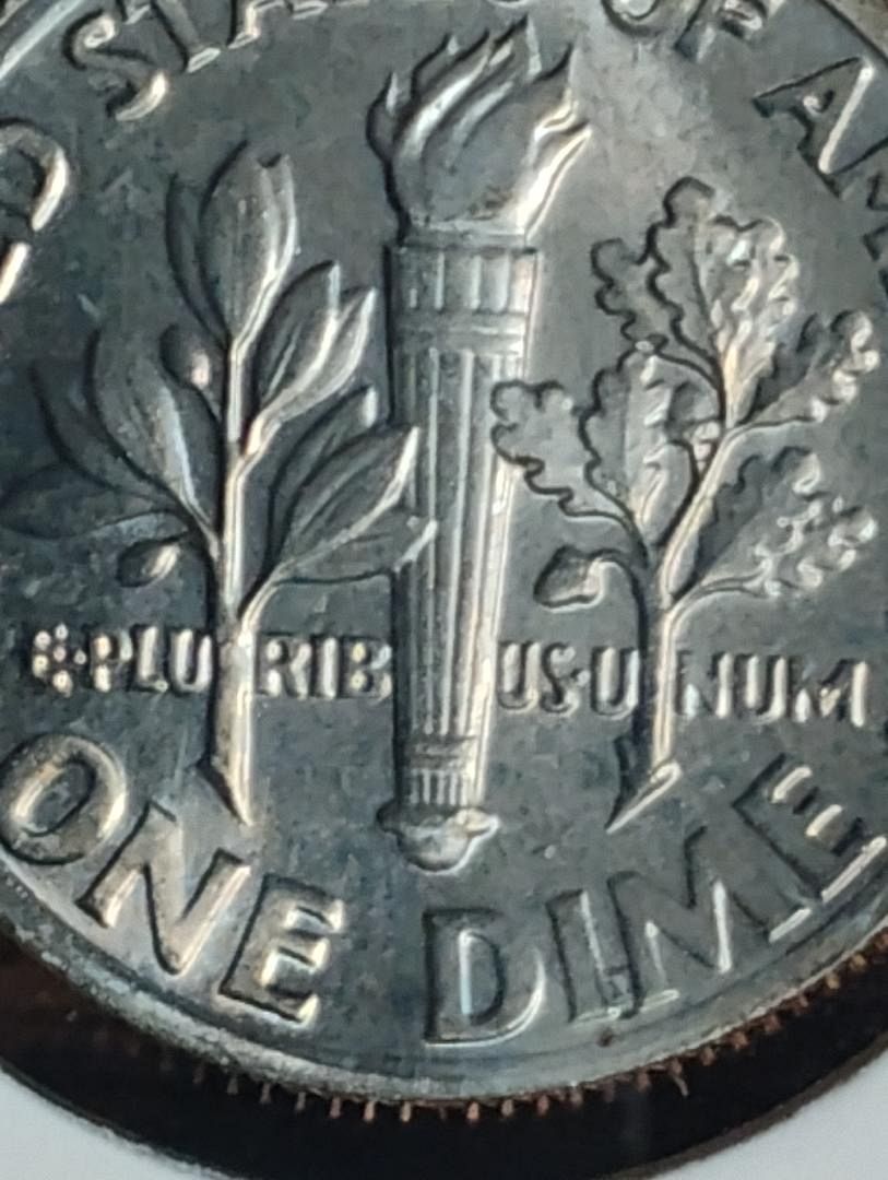 1971 ROOSEVELT DIME MS-66,FULL TORCH MIS-ALIGNED DIE,COLLAR CLASH OBV ...