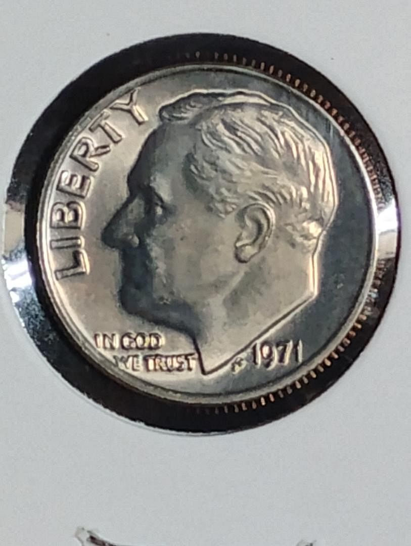 1971 ROOSEVELT DIME MS-66,FULL TORCH MIS-ALIGNED DIE,COLLAR CLASH OBV ...