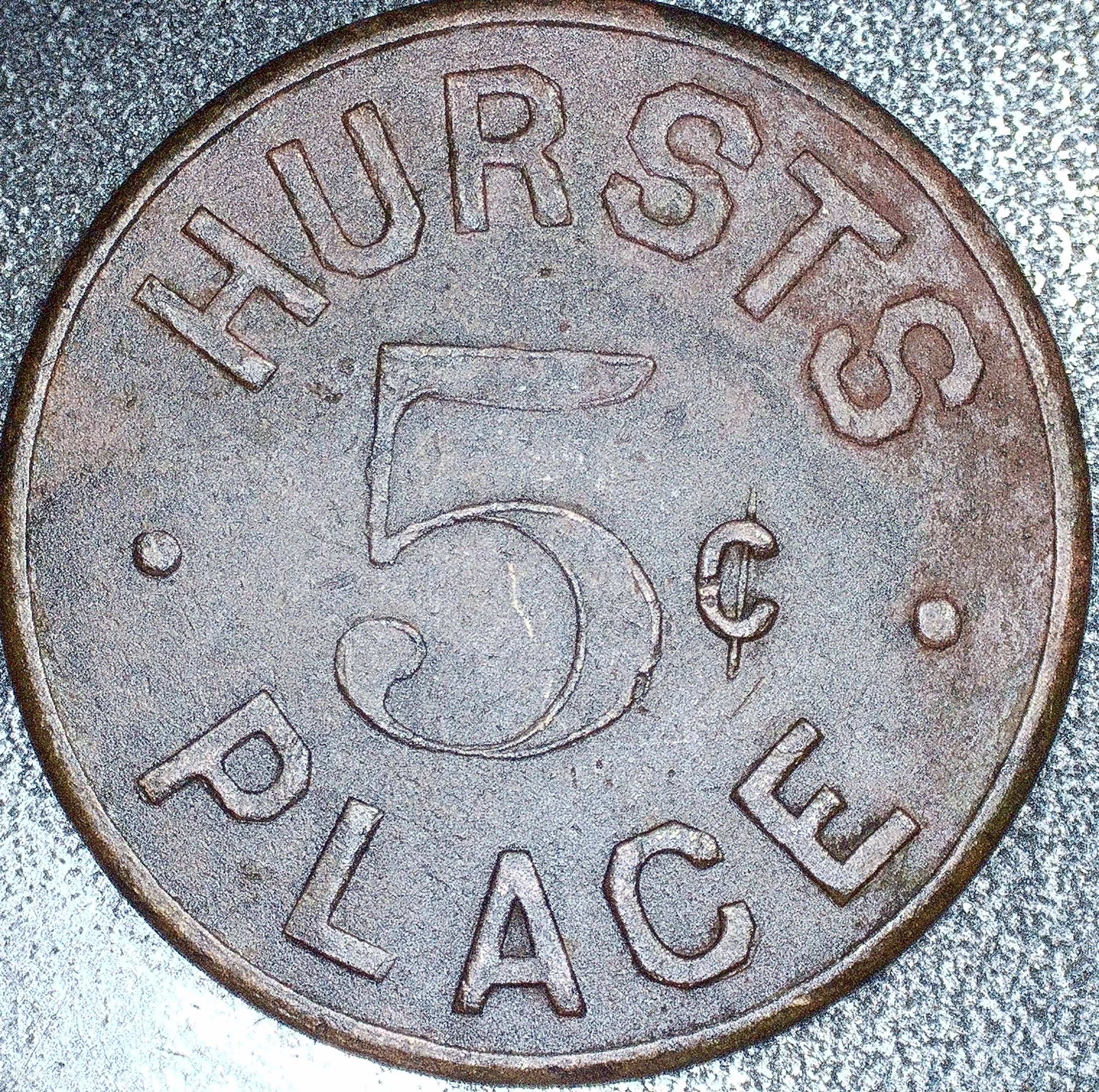 Vintage Hurst's Place Five-Cent Trade Token - For Sale, Buy Now Online ...