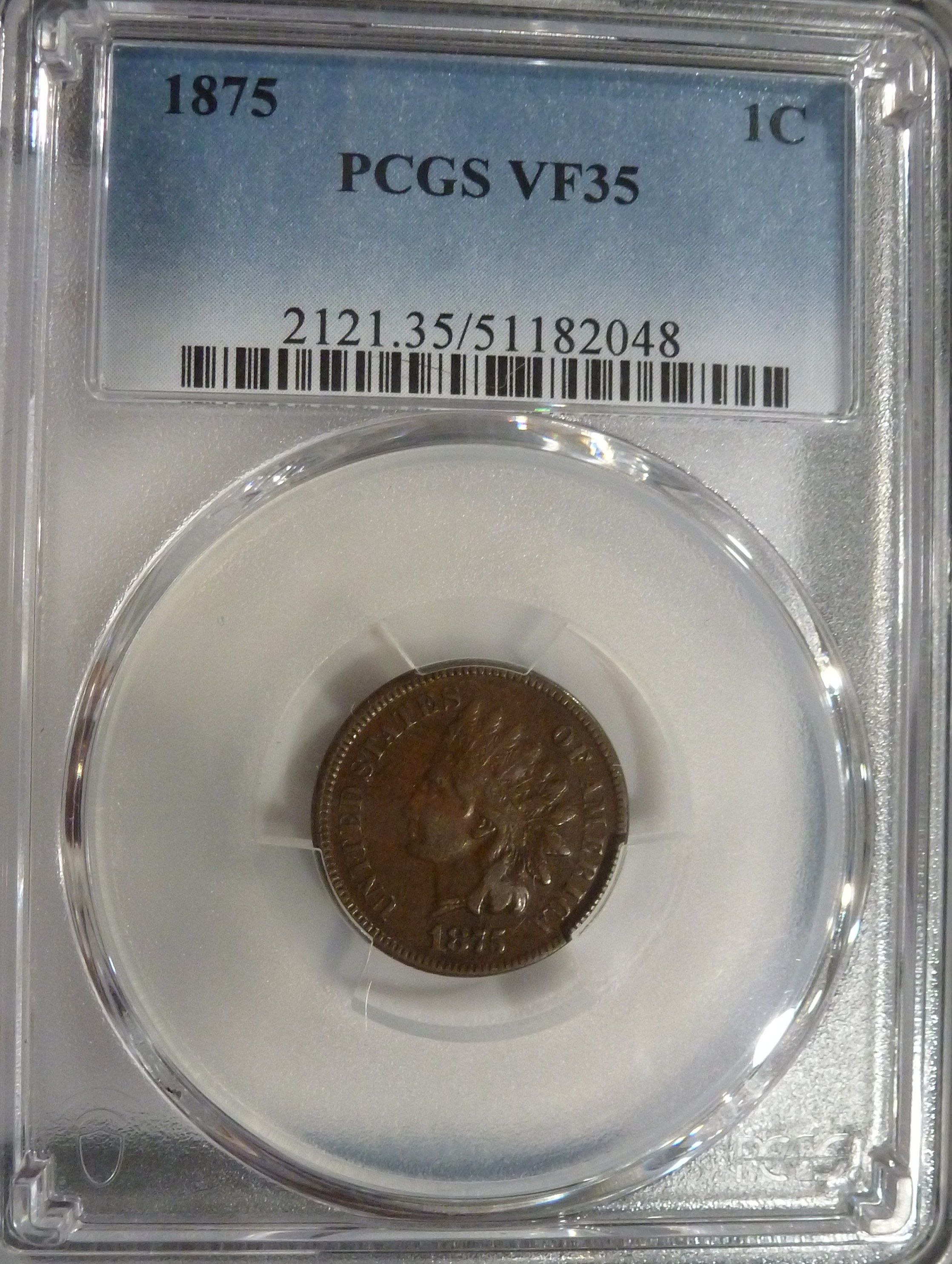 1875 Indian Cent Grades PCGS VERY FINE 35 (158) - For Sale, Buy Now ...