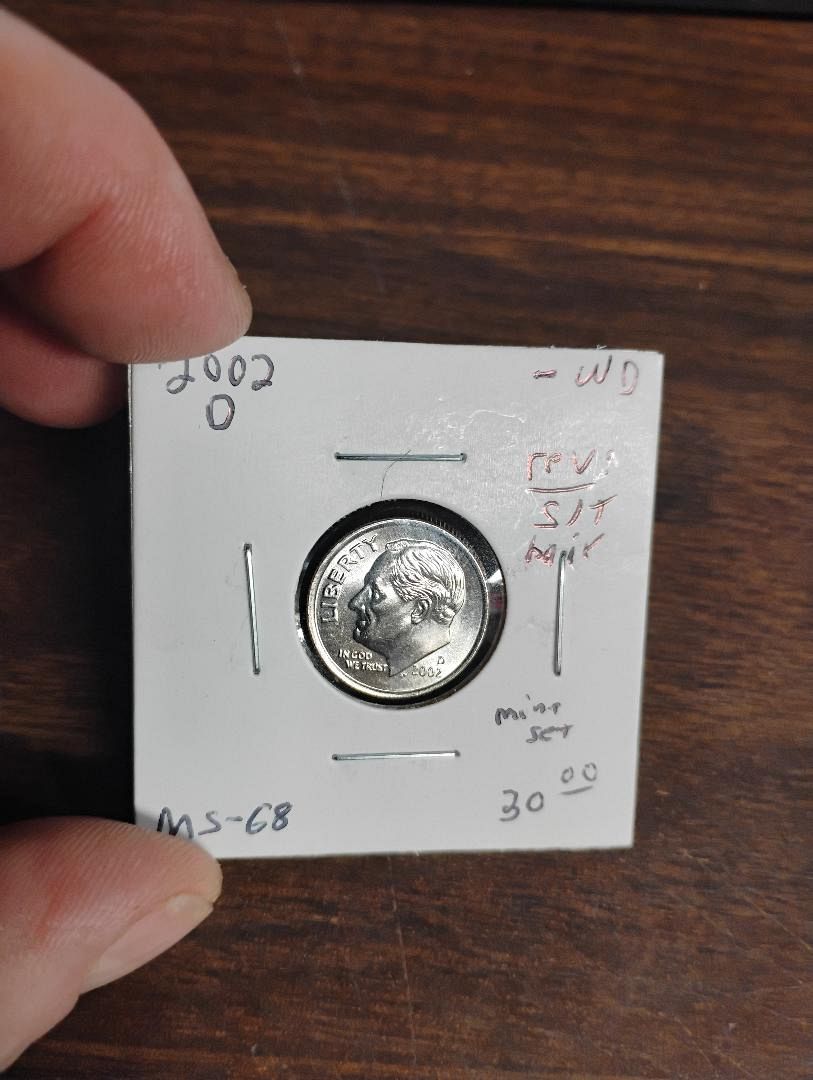 2002-D ROOSEVELT DIME STRUCK THROUGH HAIR ON REVERSE: "D" OF "DIME" MS ...