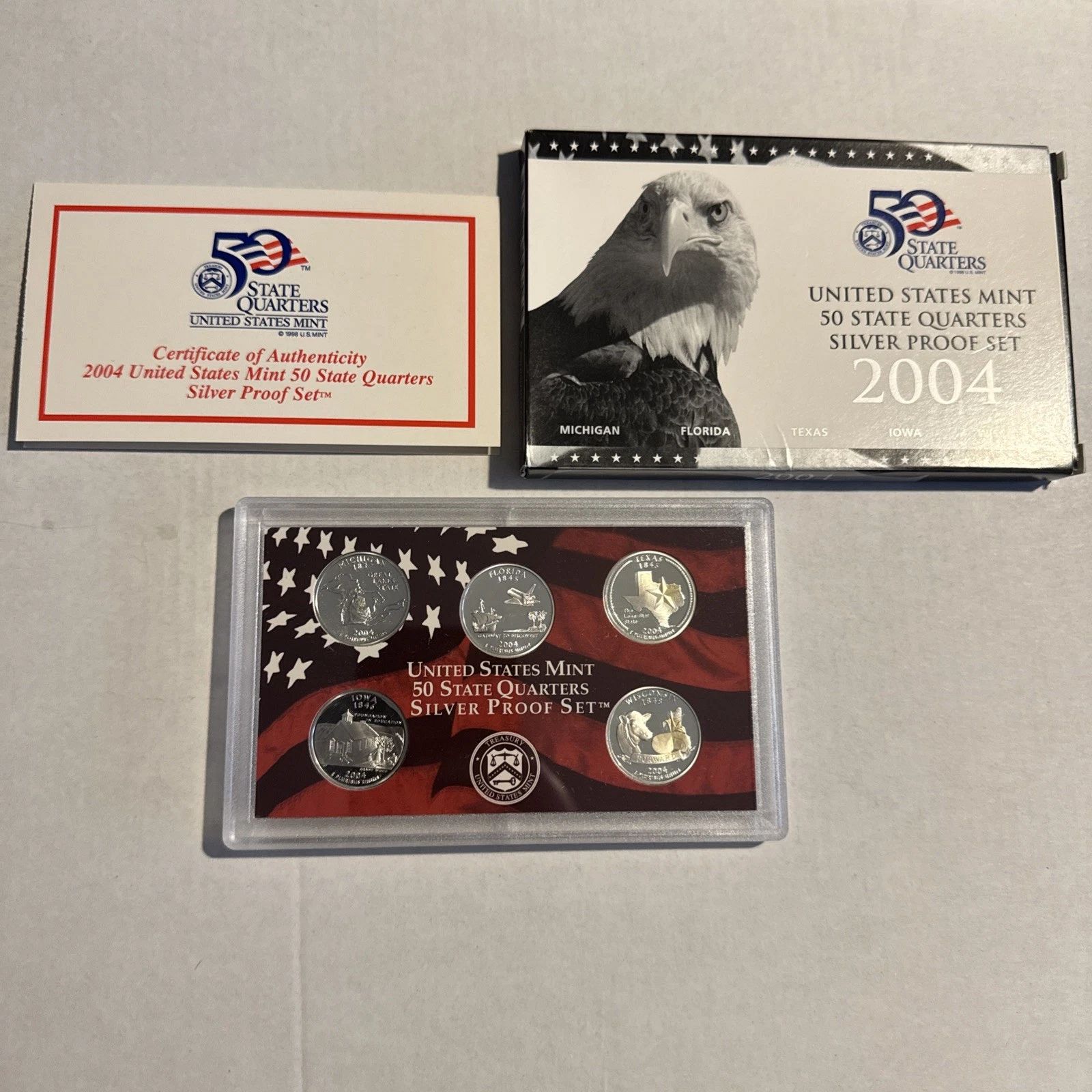 2004 S Proof Set Silver 5 Piece Quarter Set - For Sale, Buy Now Online ...