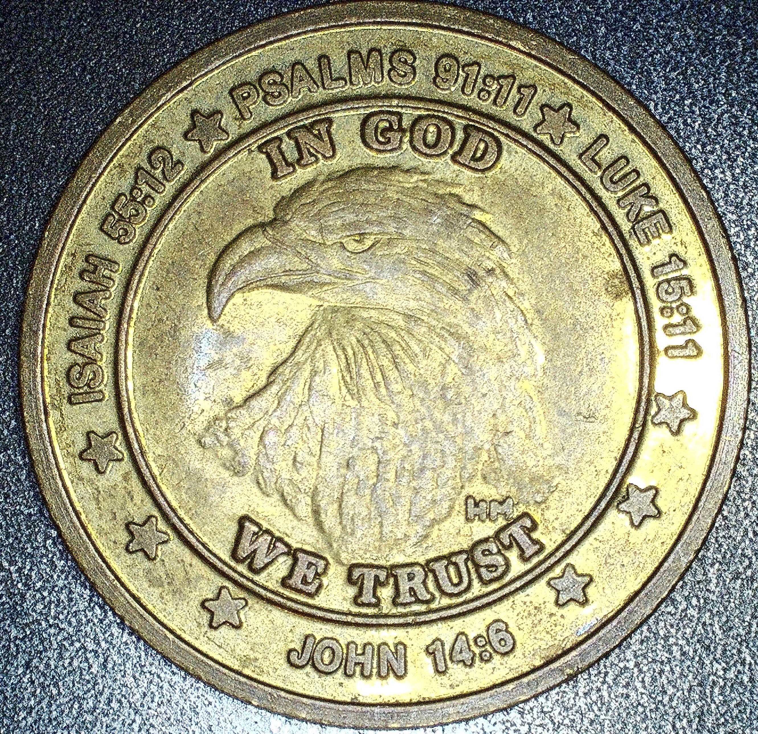 KJV Eagle Head Psalms Gold Tone Metal Coin bible verses 28mm - For Sale ...