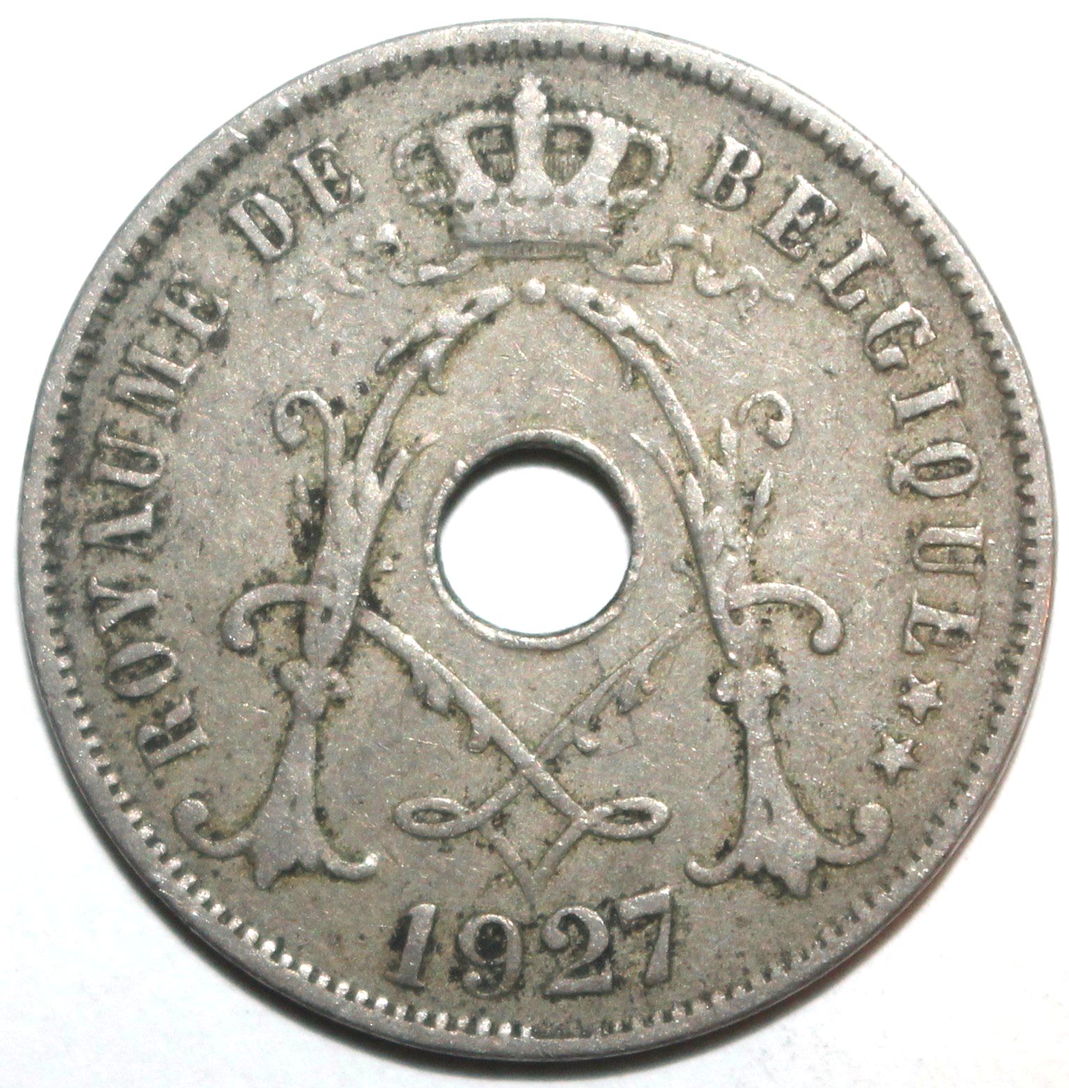 BELGIUM 25 Centimes Coin 1927 KM# 68.1 Belgian French Twenty-Five Ces ...