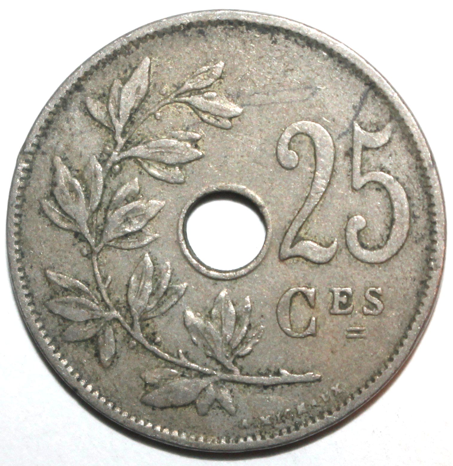 BELGIUM 25 Centimes Coin 1927 KM# 68.1 Belgian French Twenty-Five Ces ...