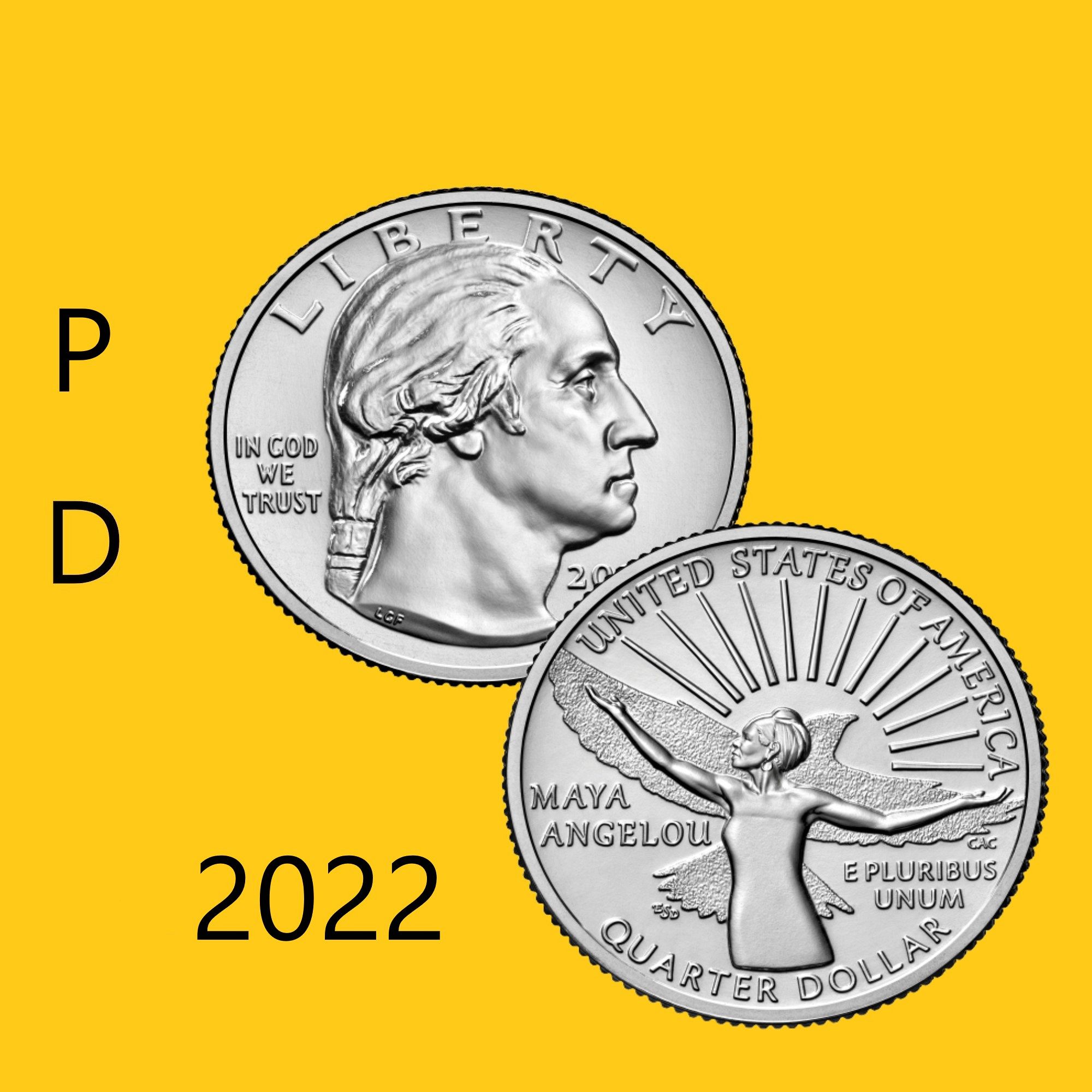 2022 P D (2 Coins) American Women Quarters - Maya Angelou (BU) - For ...