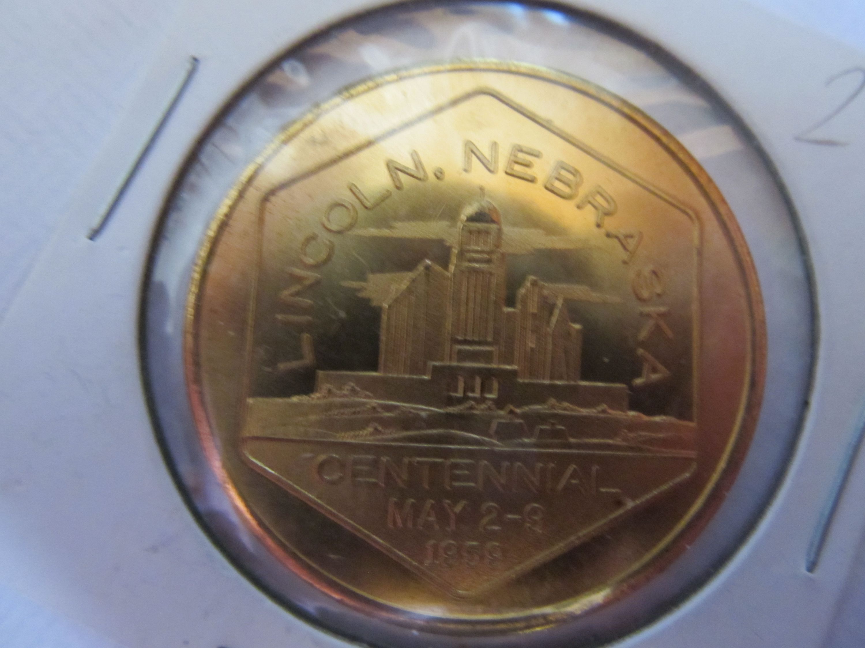 Lincoln Nebraska Centennial May2-9 1959 Souvenir Money Token - For Sale ...