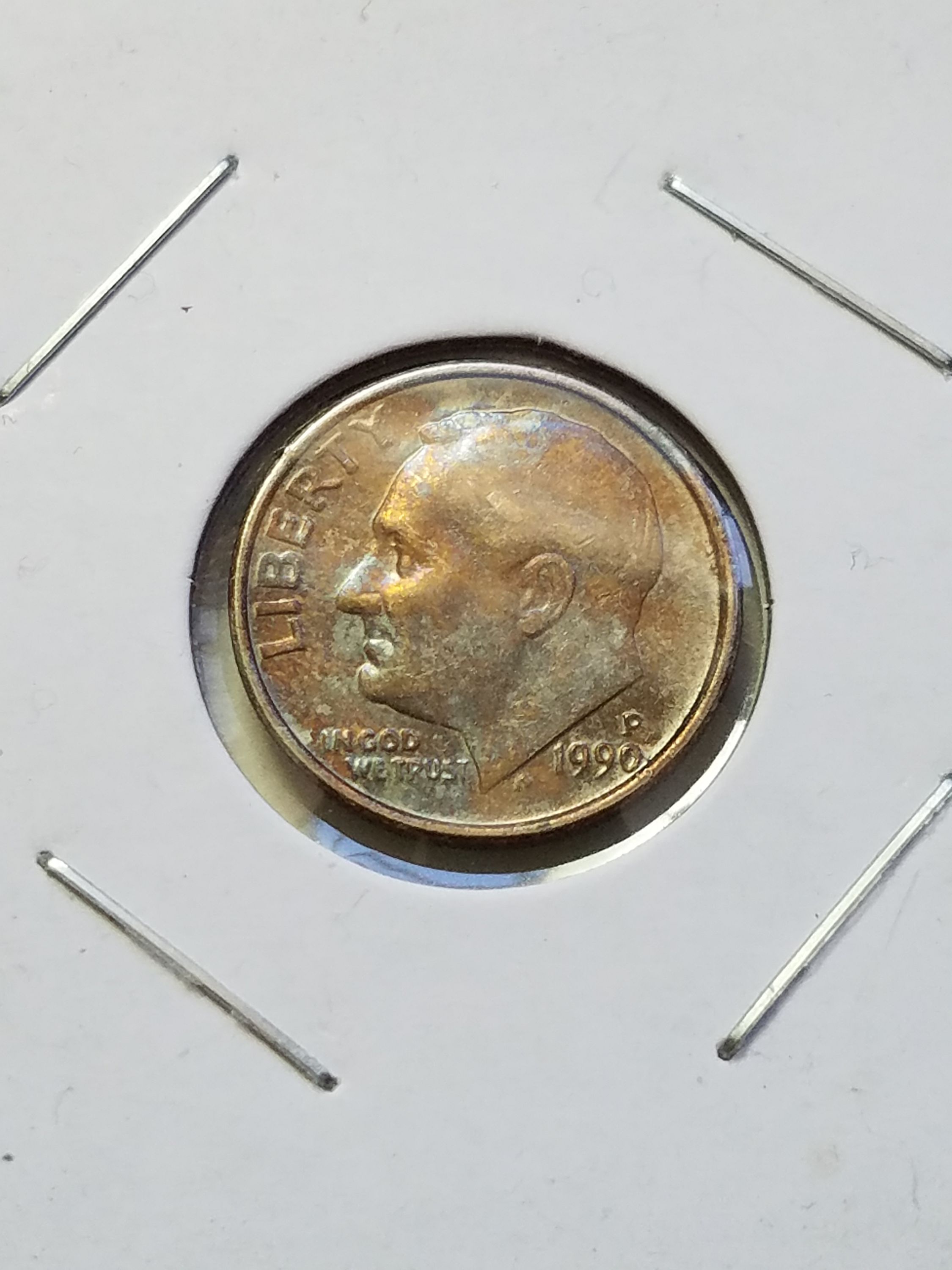 1990 P Roosevelt Dime Toned - For Sale, Buy Now Online - Item #957133