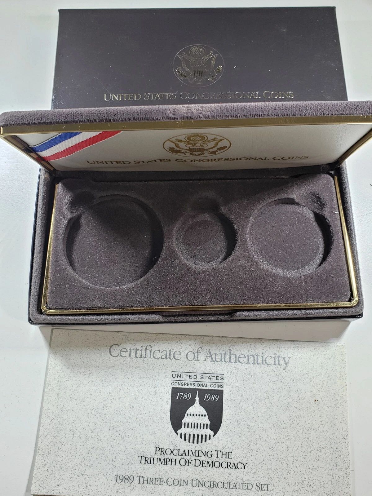 US MINT 1989 Congressional Coin Set DISPLAY BOX and COA (No Coins ...