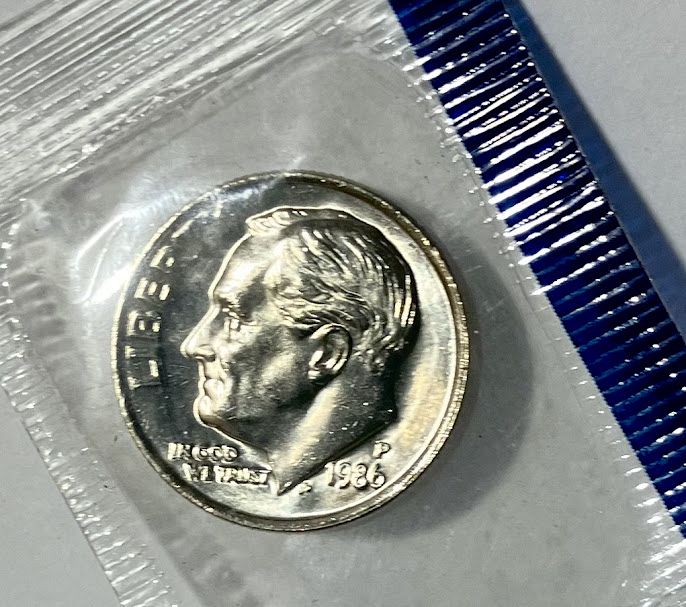 1986 P Roosevelt dime in orig US Mint cello - For Sale, Buy Now Online ...