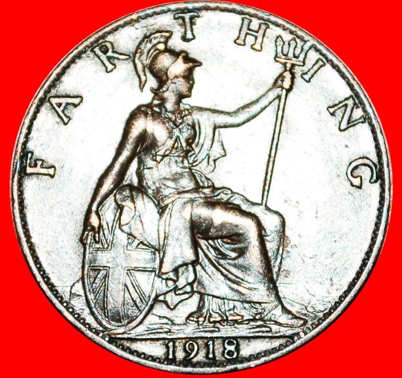 MISTRESS OF SEAS: GREAT BRITAIN ★ FARTHING 1918! GEORGE V (1911-1936 ...