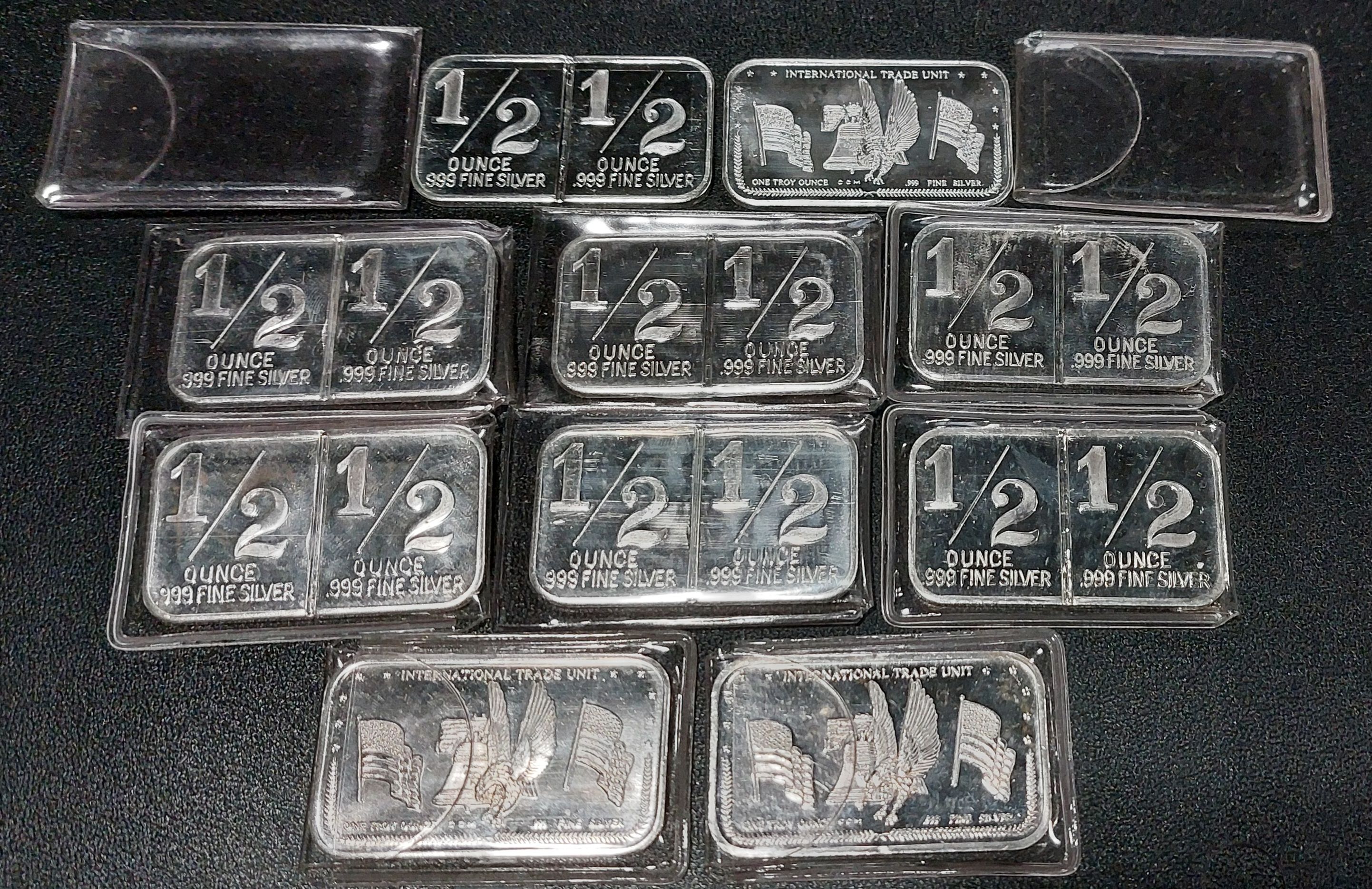 ViNtAgE 1 Oz Divisible Silver Bars 2 x 1/2 Oz Crown Mint CCM Lot of 10 ...