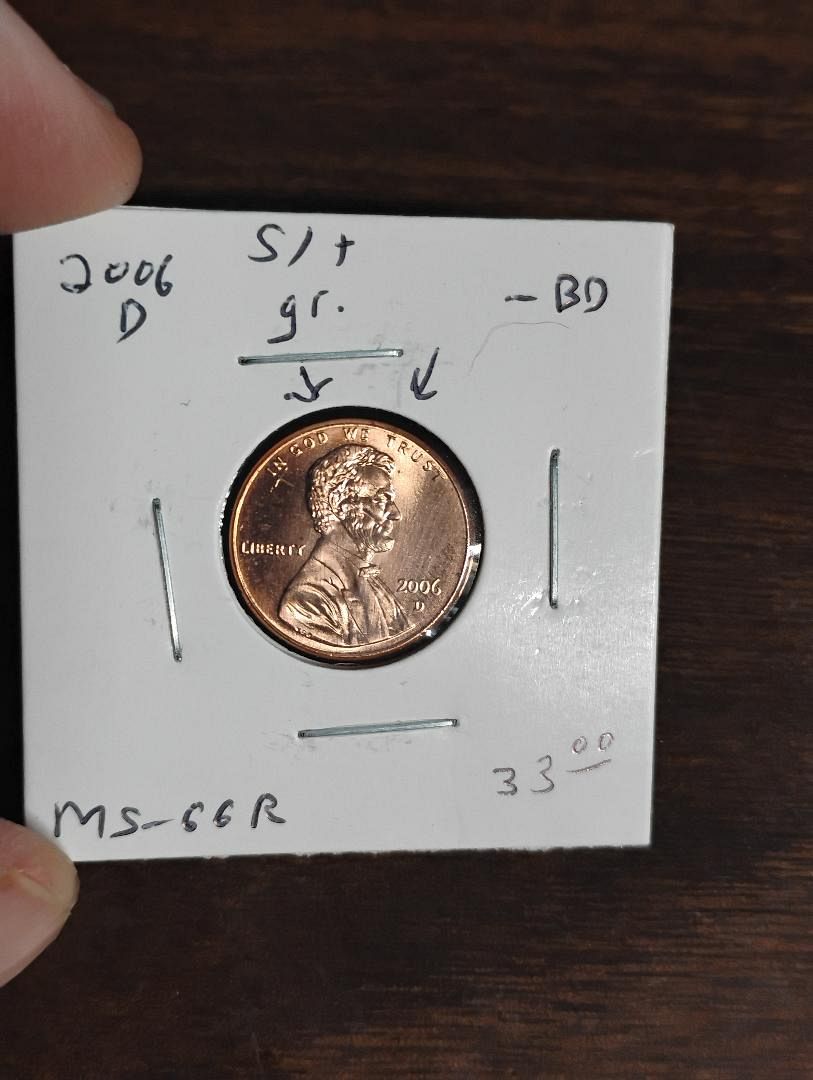 2006-D LINCOLN MEMORIAL CENT MS-66 RED STRUCK THROUGH GREASE TOP MOTTO ...