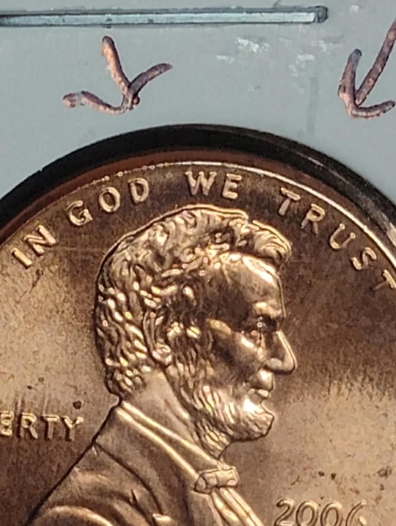 2006-D LINCOLN MEMORIAL CENT MS-66 RED STRUCK THROUGH GREASE TOP MOTTO ...
