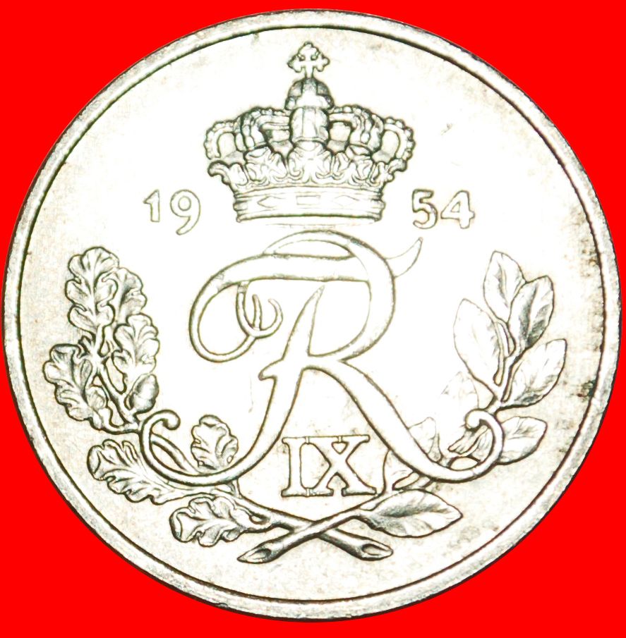 MONOGRAM: DENMARK ★ 25 ORE 1954 VARIETY! FREDERIK IX (1899-1972) - For ...