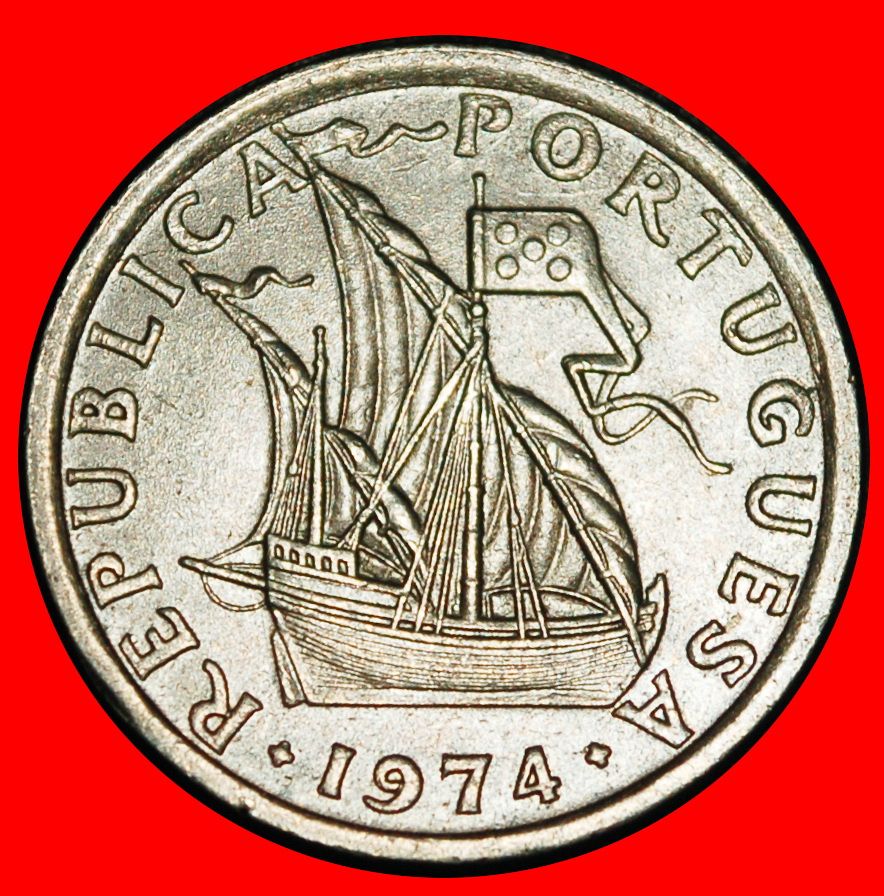2 SOLD 25 SILVER BEZANTS (1963-1986): PORTUGAL★ 2.50 ESCUDOS 1974 SHIP ...