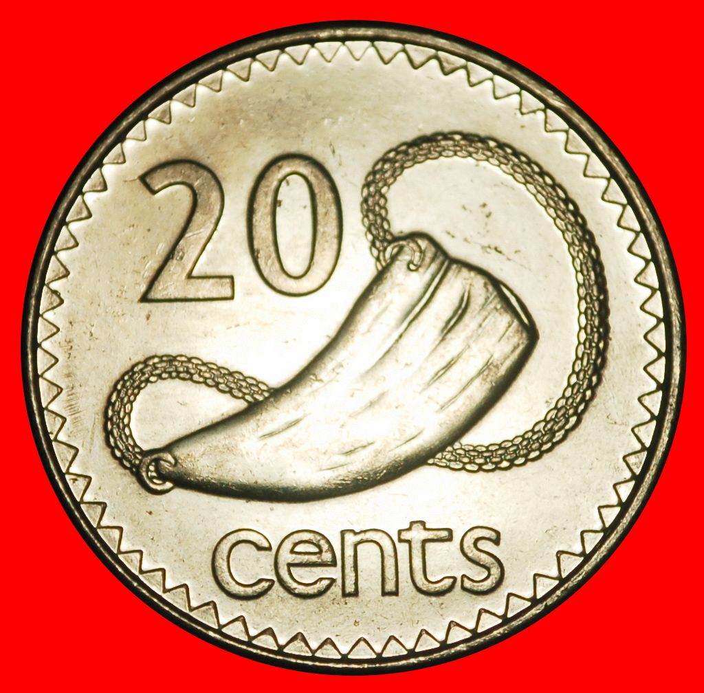 CANADA (1990-2006): FIJI★20 CENTS 1999 UNC CACHALOT TOOTH! ELIZABETH II ...