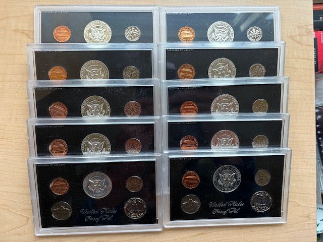 1969-S Silver 5-coin Proof Sets -10 SET LOT - No Boxes, No COA's - 50 ...