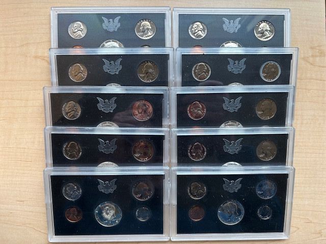 1969-S Silver 5-coin Proof Sets -10 SET LOT - No Boxes, No COA's - 50 ...
