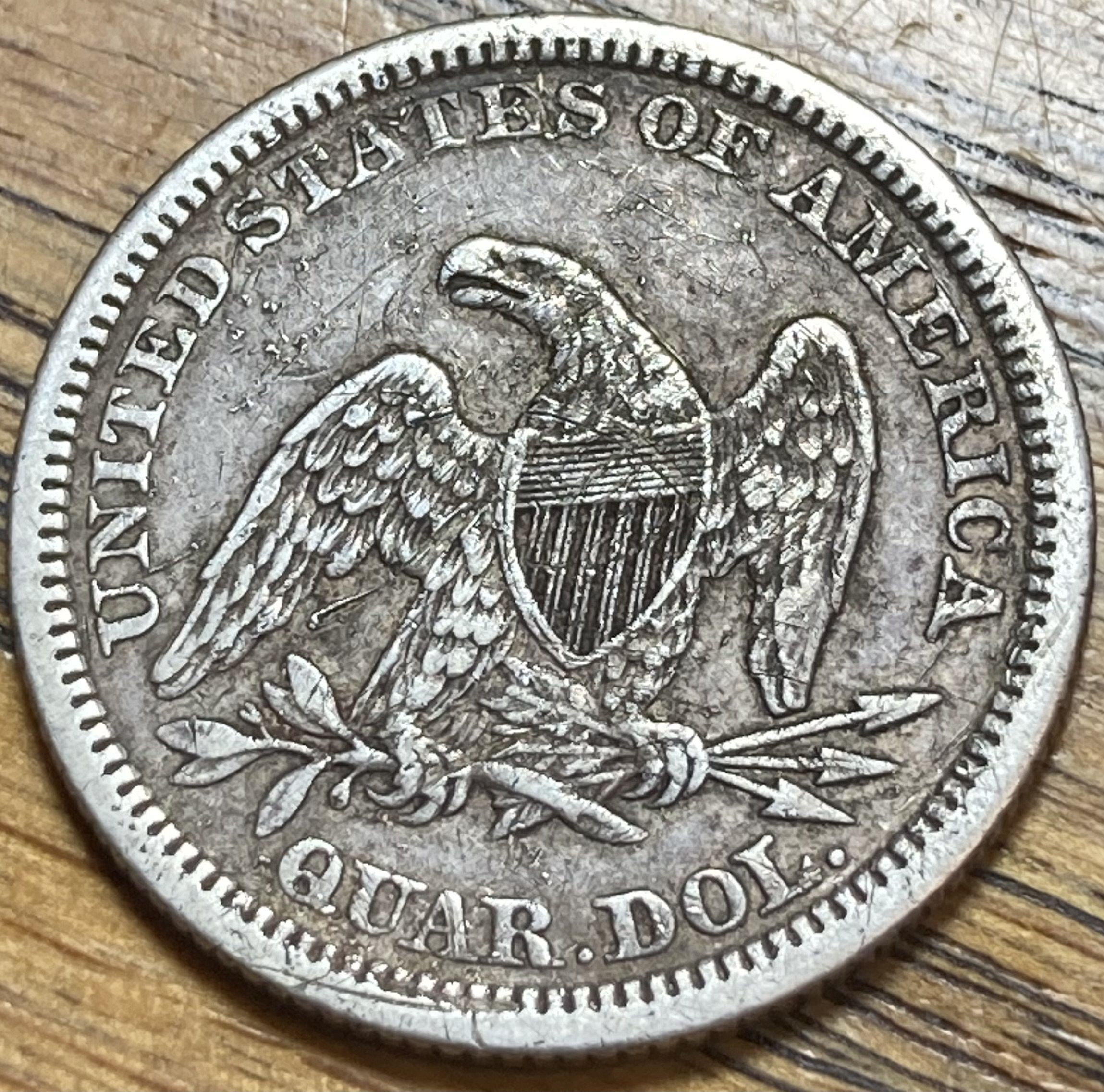 1861 seated liberty quarter in VERY FINE condition with eye appeal ...