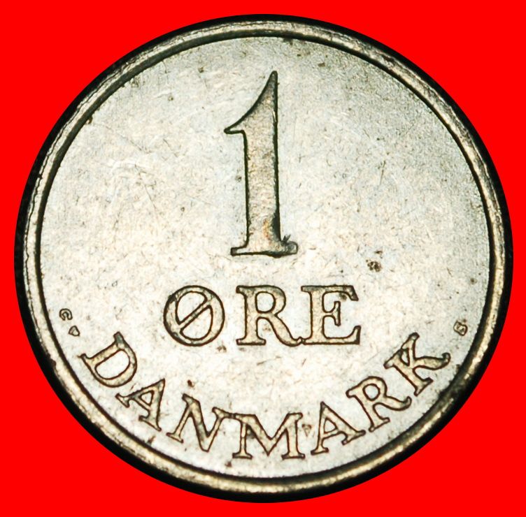 MONOGRAM Frederik IX (1899-1972): DENMARK ★ 1 ORE 1970 SILVER! MINT ...
