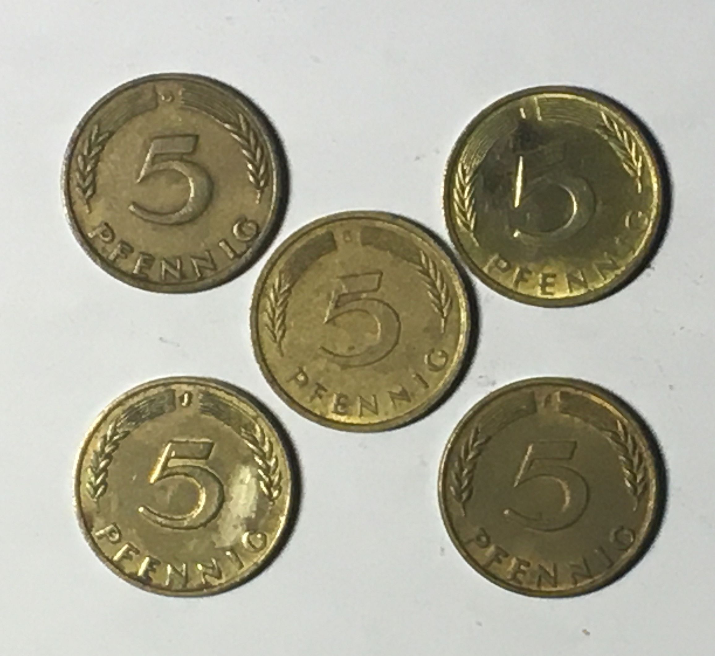 Lot 5 Coin Germany 5 pfennigs 1950 1970 1972 1975 - For Sale, Buy Now ...