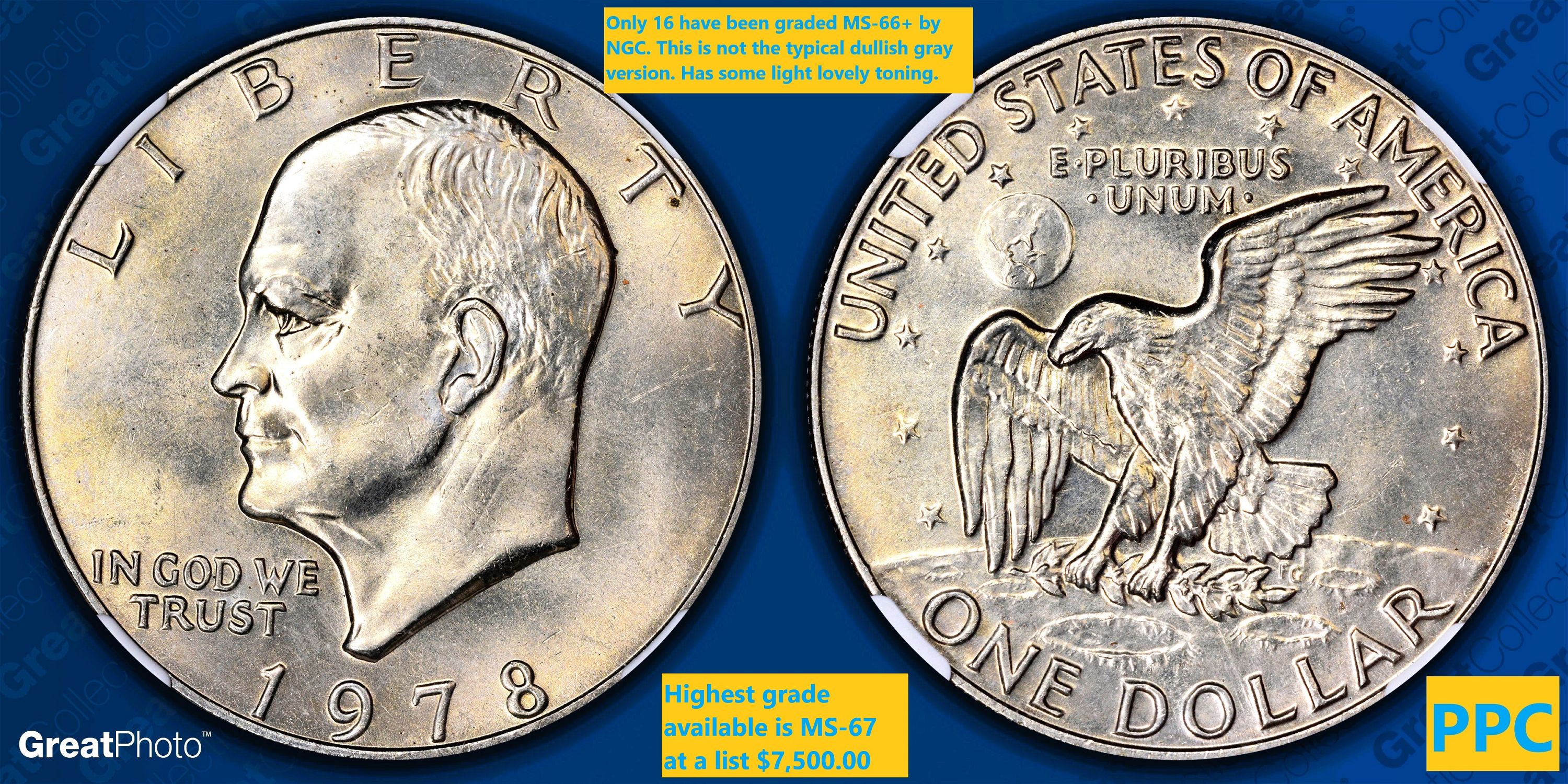Very Rare-1978 Eisenhower Dollar NGC MS-66+ Super clean-Not Dull--From ...