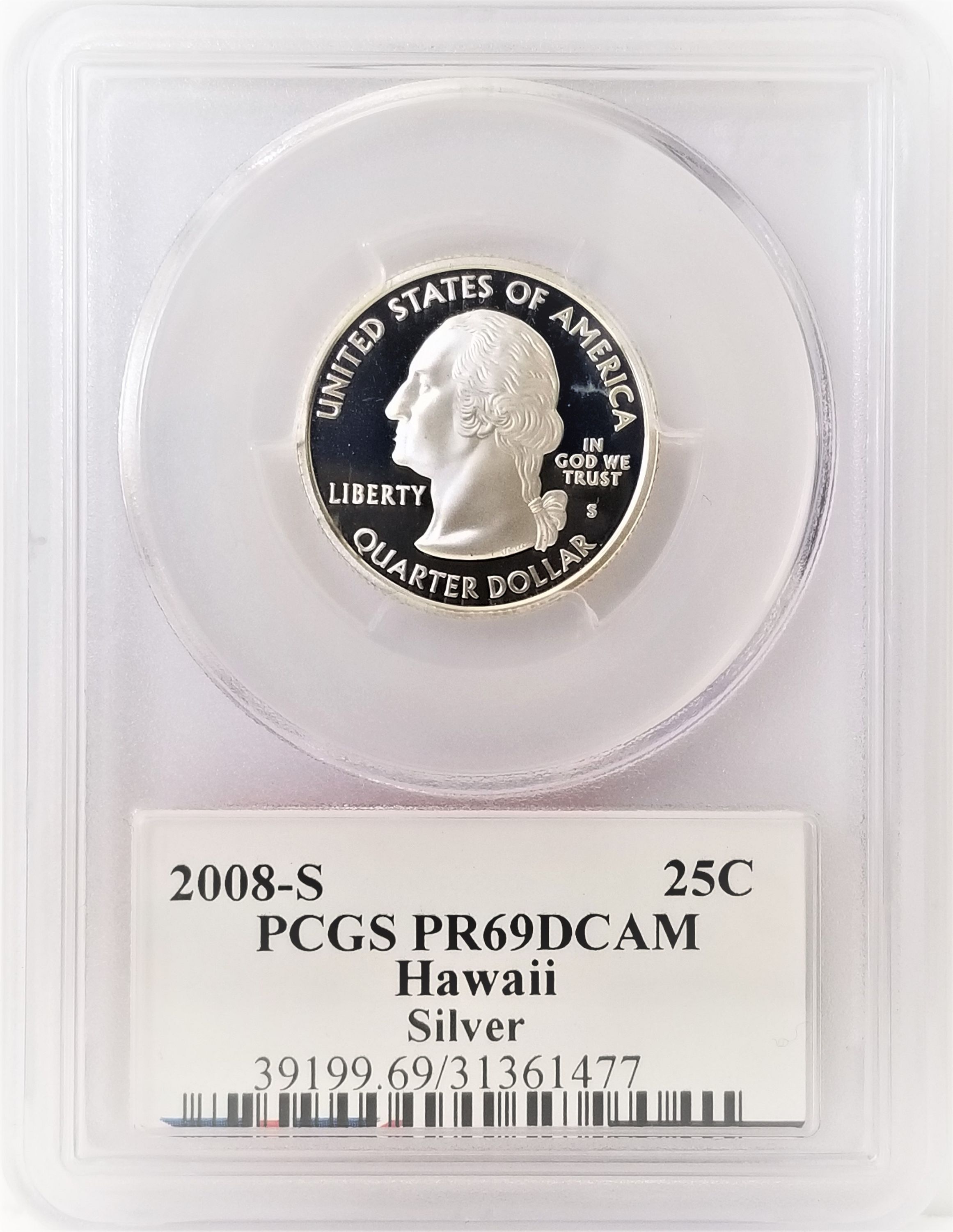 2008-S Hawaii Statehood Quarter Silver Proof PCGS PR-69DCAM - For Sale ...