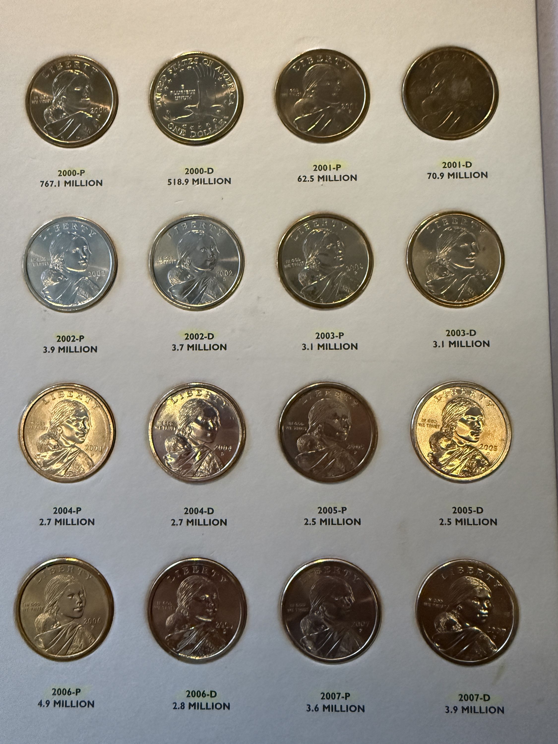 2000 - 2015 Sacagawea and Native American Dollar coin set, D and P ...