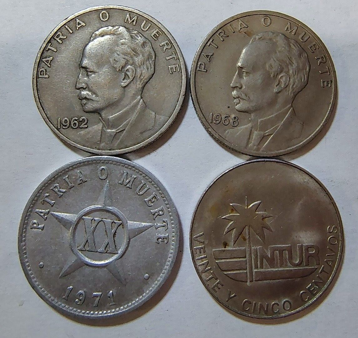 Cuba Veinte Centavos 1962 1968 1971 & 1981 Veinte y Cinco Centavos 4 ...