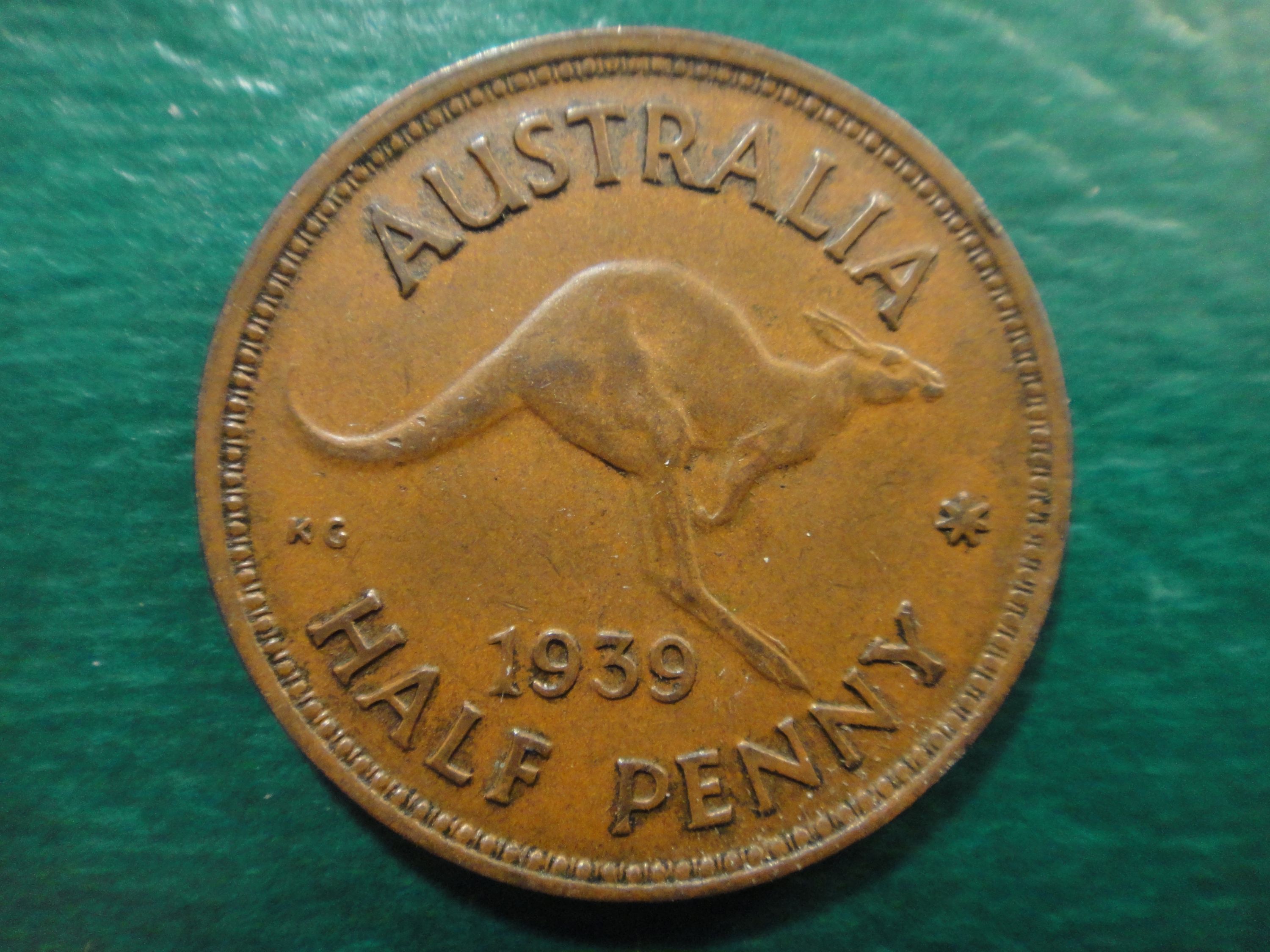 AUSTRALIA Half Penny 1939 M Type 2 Kangaroo Reverse KM 41 Nice AUSTRALIA Half Penny 1939 M Type 2 Kangaroo Reverse KM 41 Nice