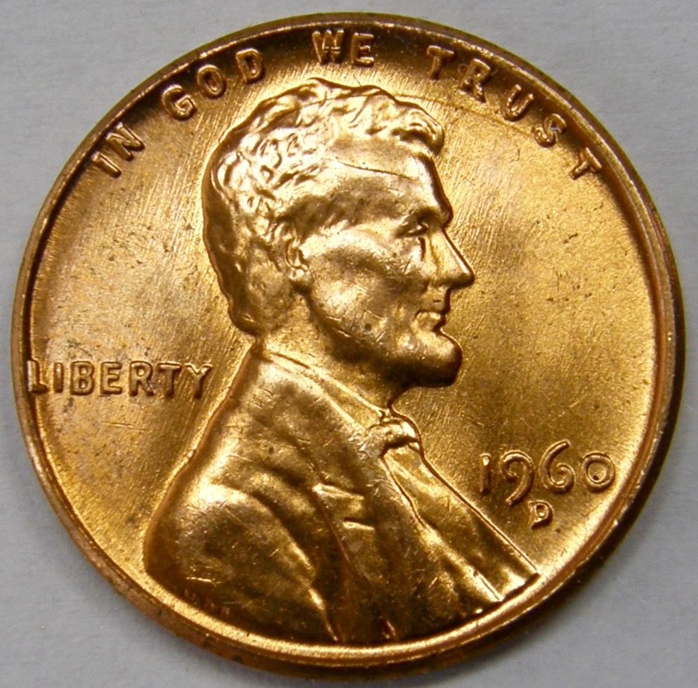 1960 D Lincoln Wheat Cent 7 Large Date Die Crack Head ERROR For 1960 D Lincoln Wheat Cent 7 Large Date Die Crack Head ERROR For