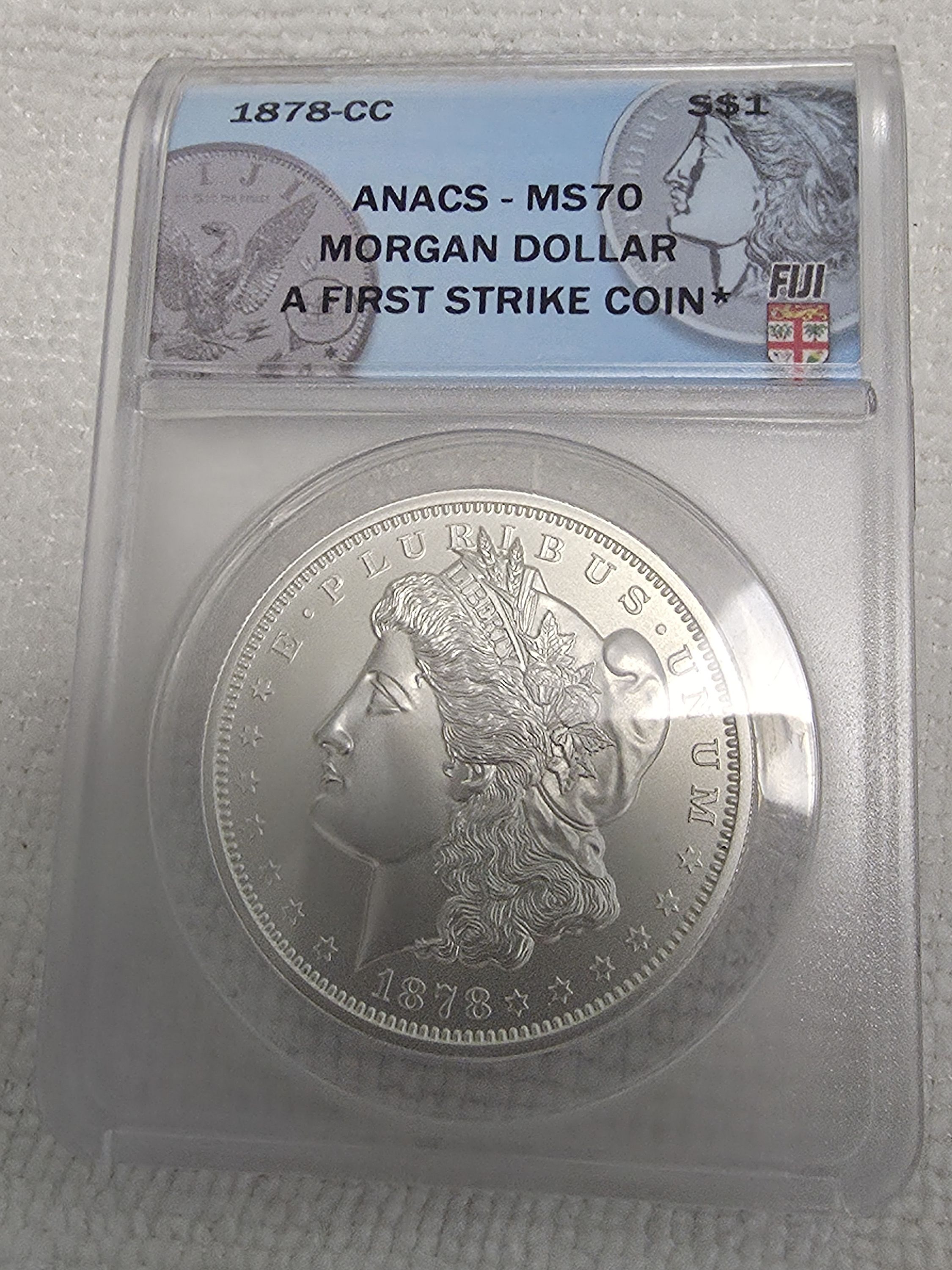 1878 MORGAN CC silver Dollar ANACS MS 70 FIRST STRIKE CARSON CITY FIJI ...