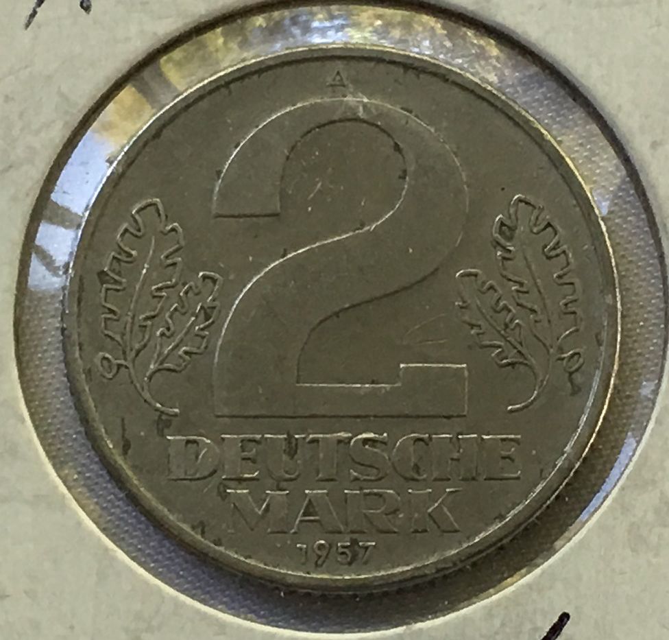 1957 A German-Democratic Republic/East Germany 2 Mark - For Sale, Buy ...