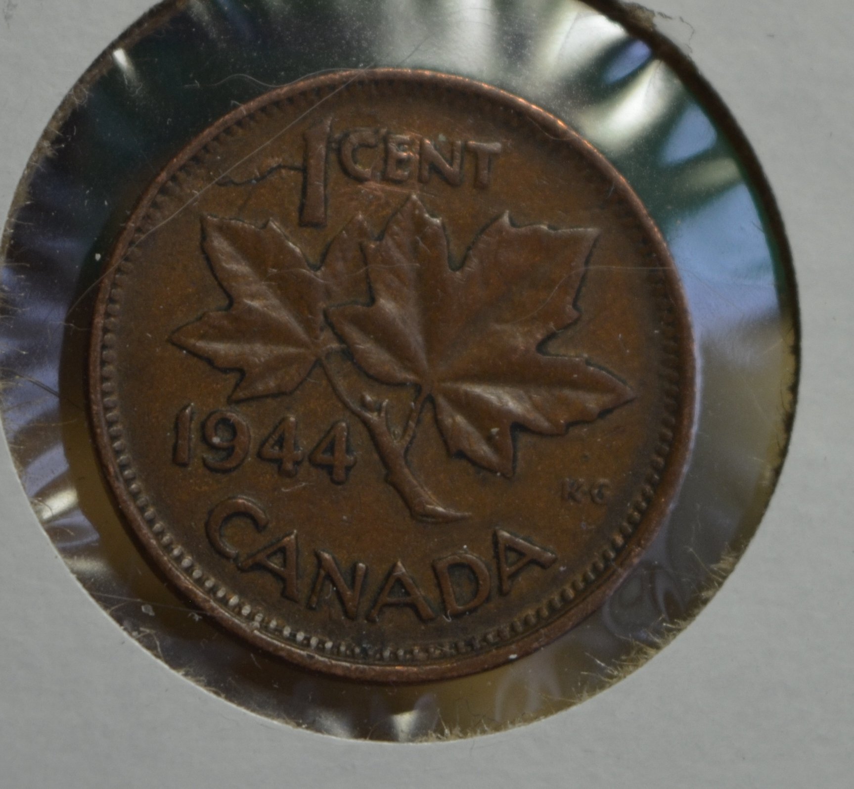 1944 Canada One Cent KM 32 Large Die Crack For Sale Buy Now 1944 Canada One Cent KM 32 Large Die Crack For Sale Buy Now