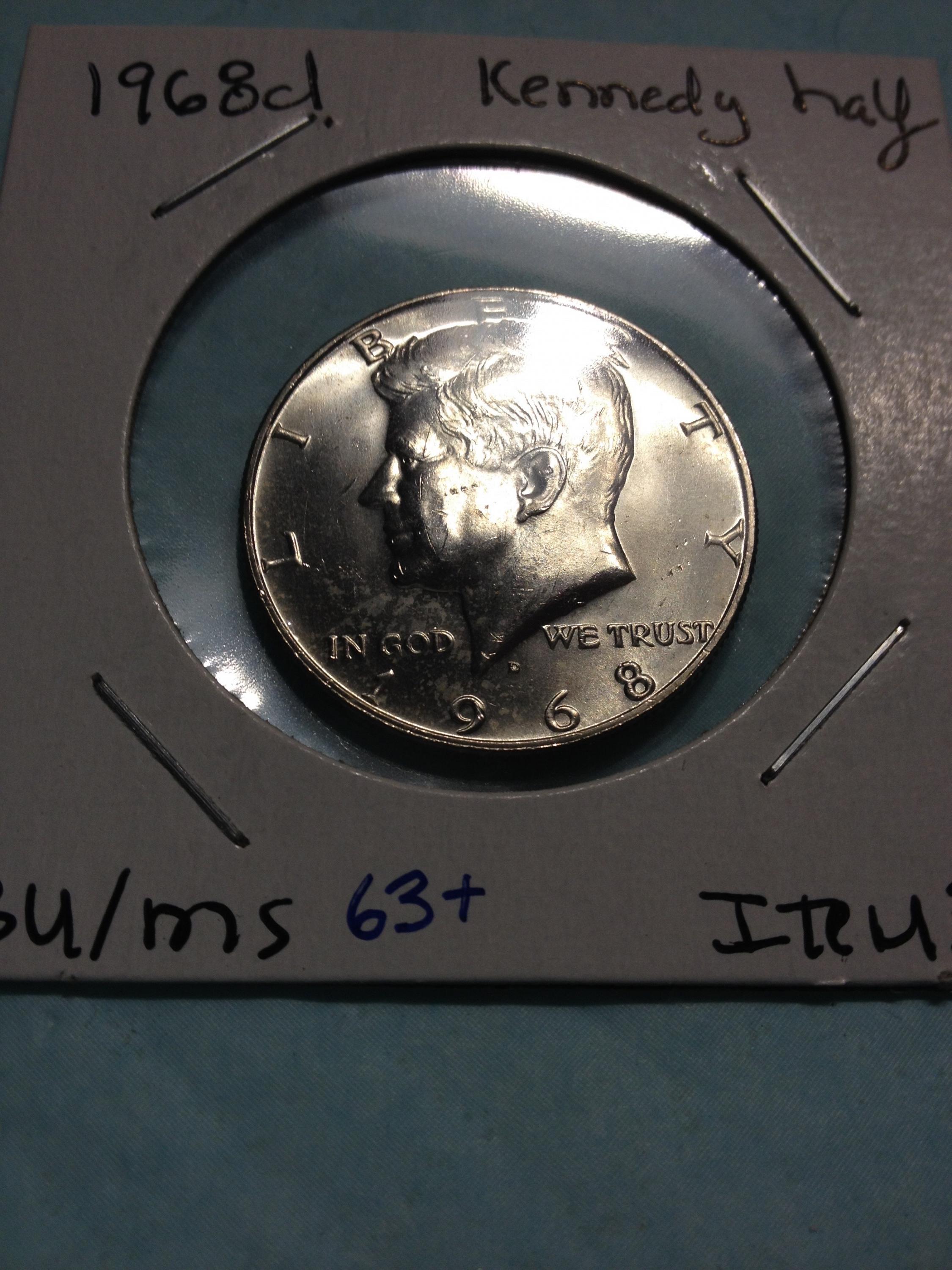 1968 D Kennedy Half Dollar item-3 BU/MS 63+ uncirculated 40% silver ...