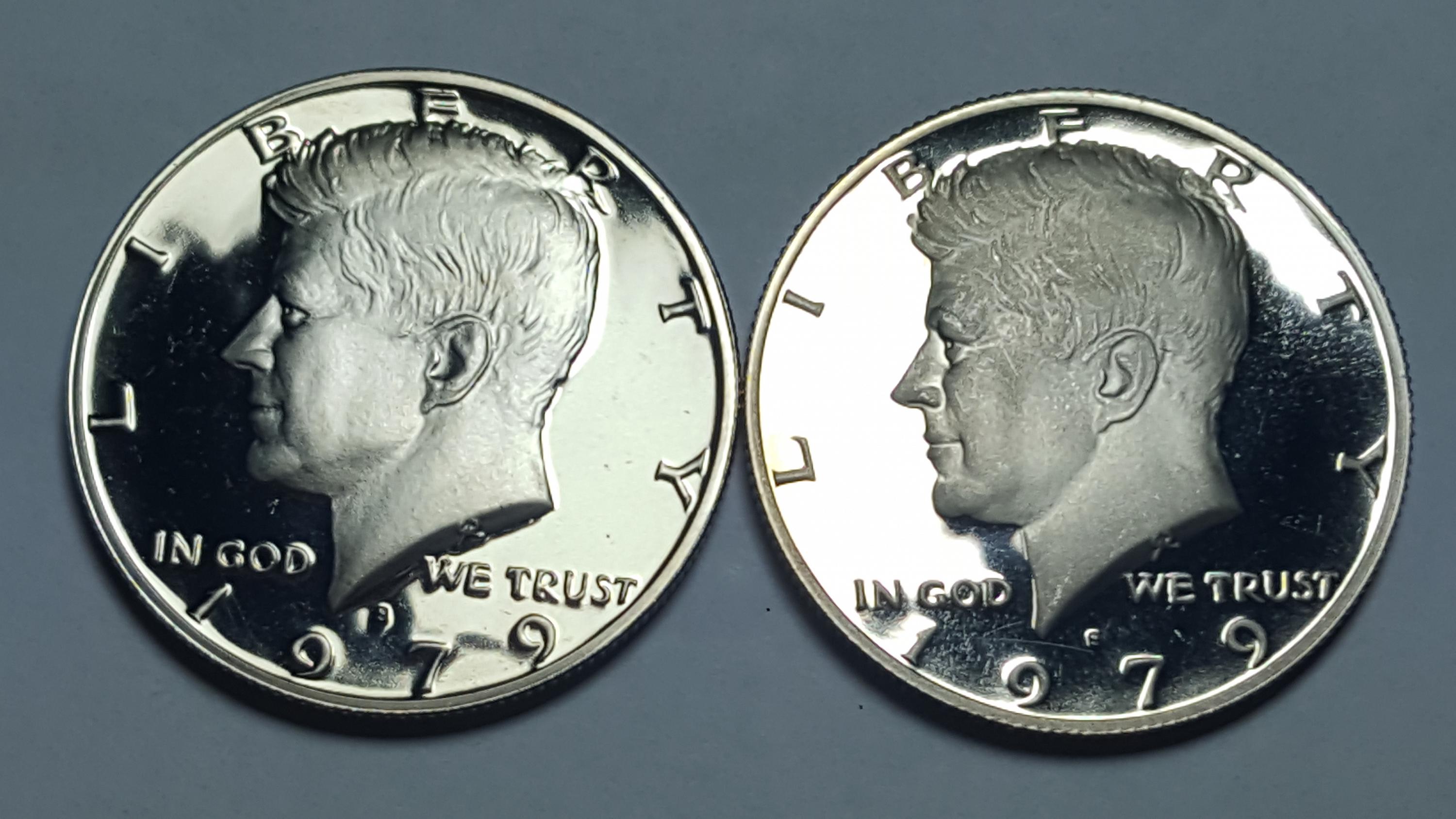 1979-S KENNEDY HALF DOLLAR Type 1 Filled 'S' PROOF DEEP CAMEO 2 COIN ...