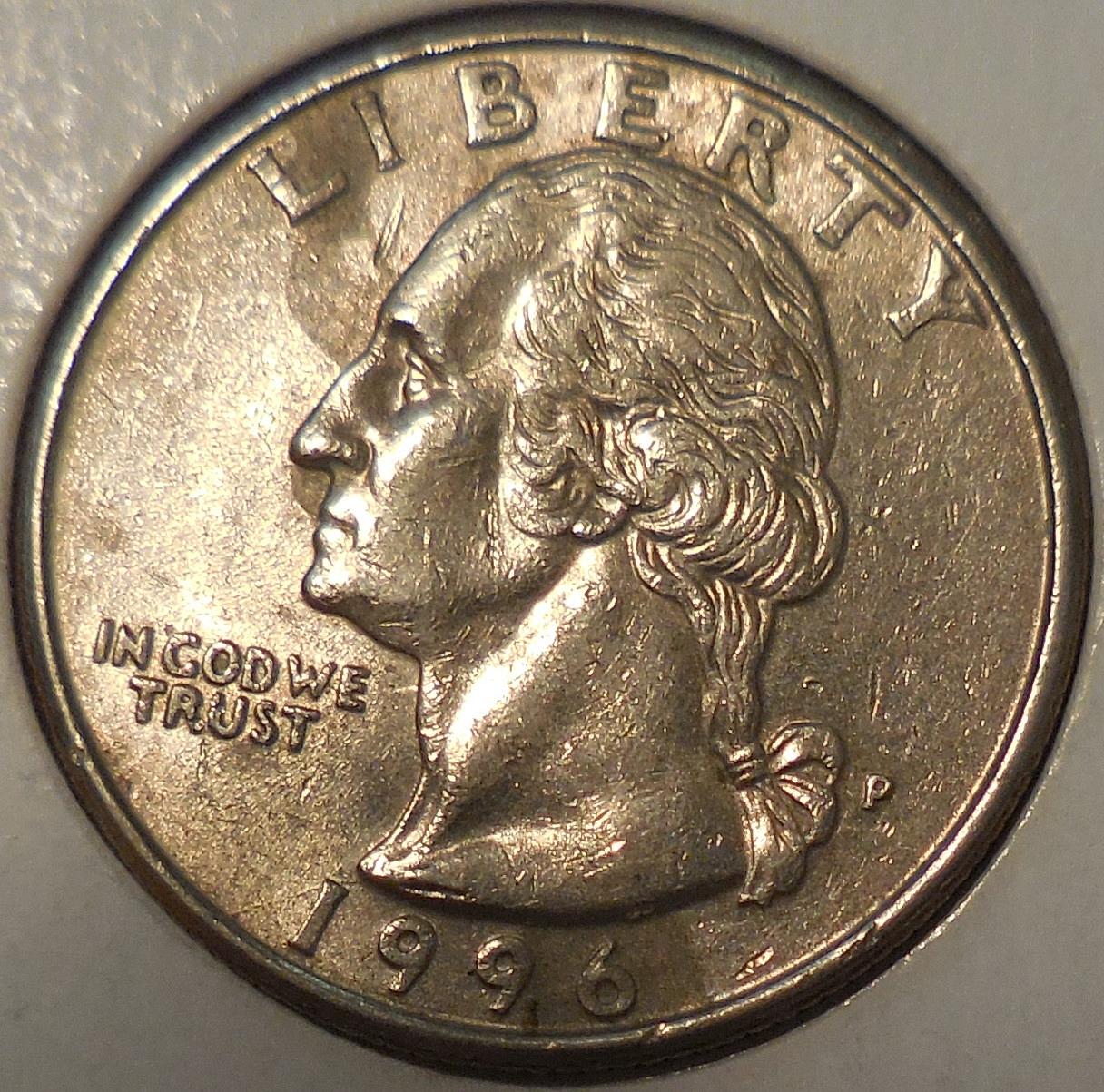 1996-P Washington Quarter, Two Spike Head Die Crack Errors - For Sale ...