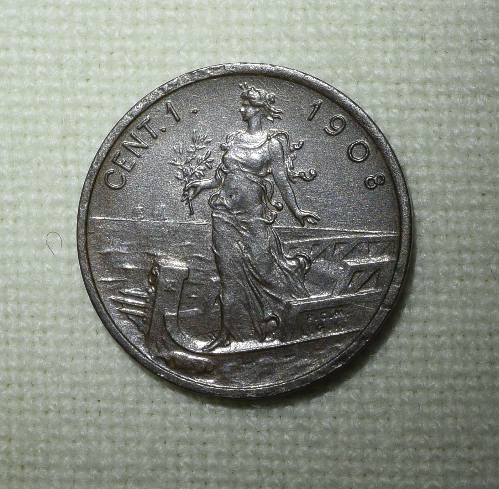 Vittorio Emanuele III. 1 Centesimo 1908 “Italia su Prora” KM# 40 - For ...