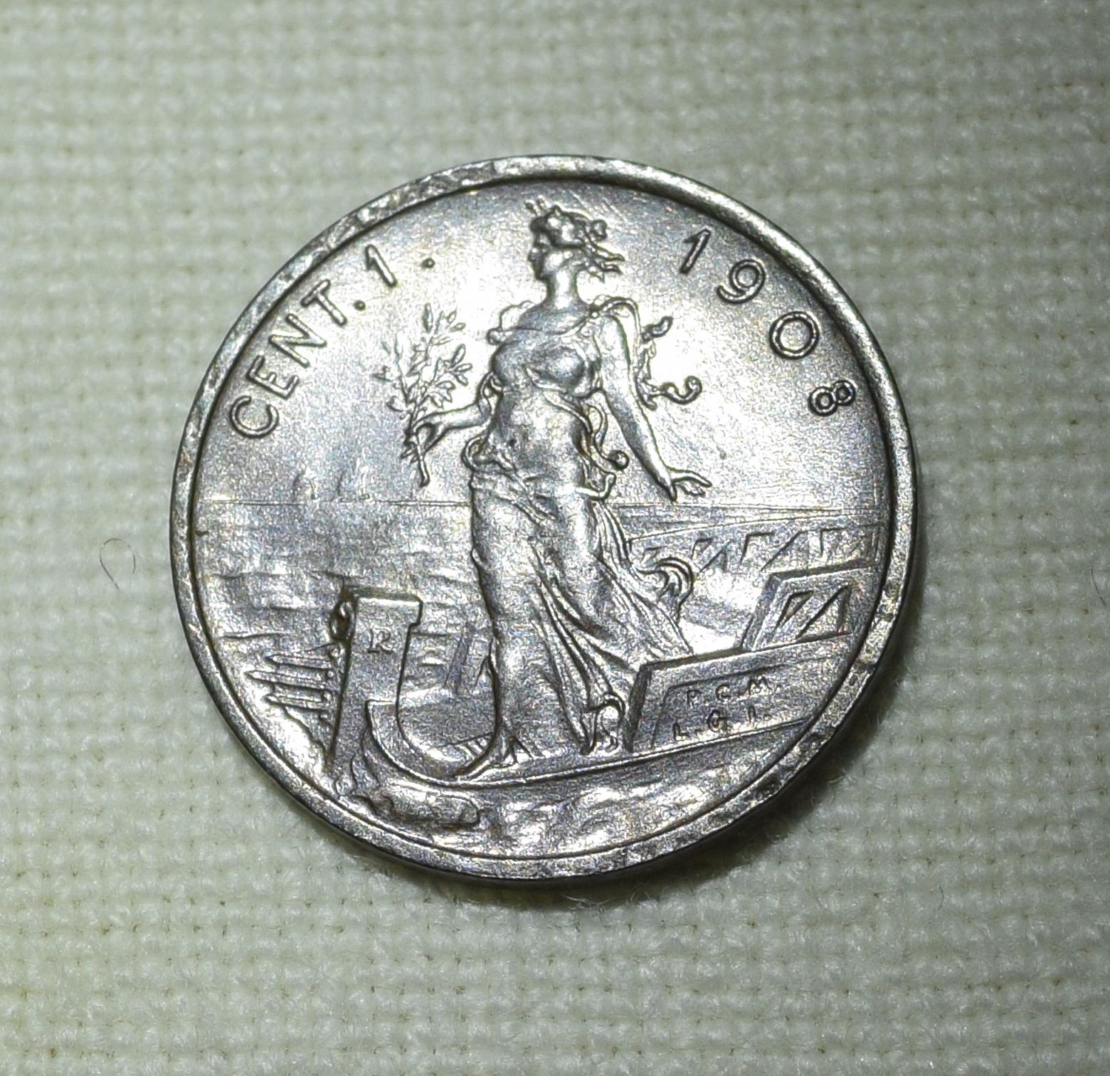 Vittorio Emanuele III. 1 Centesimo 1908 “Italia su Prora” KM# 40 - For ...