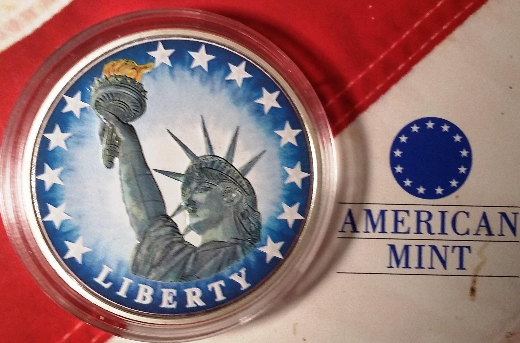 Commemorative STATUE of LIBERTY COLORIZED SILVER PLATED PROOF COIN ...