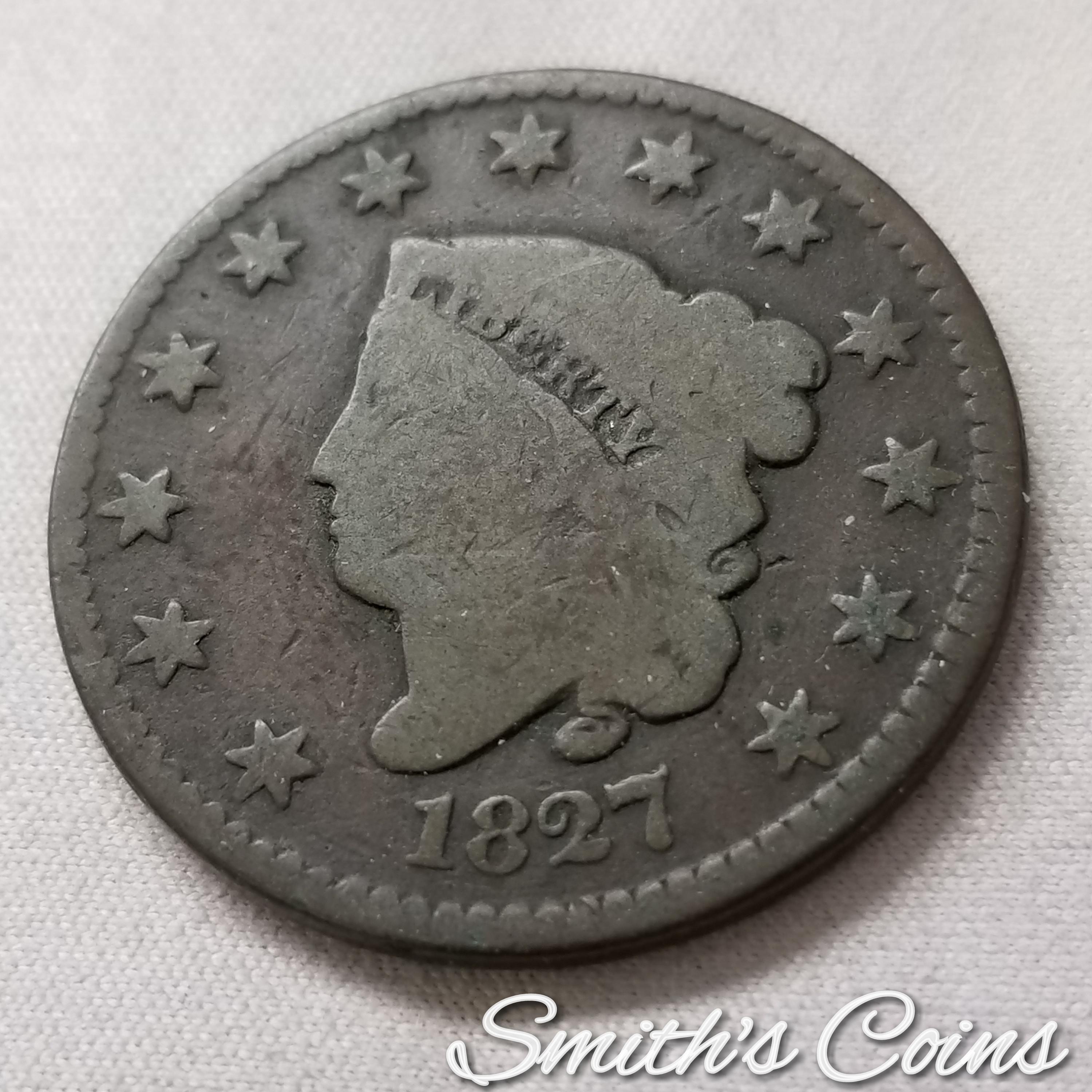 1827 Coronet Liberty Head Large Cent ~ G 6 - For Sale, Buy Now Online ...