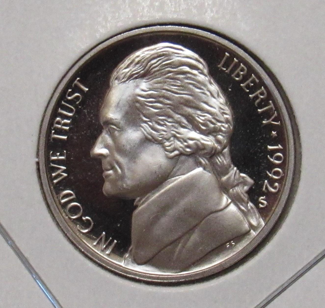 1992 S Proof Jefferson Nickel - For Sale, Buy Now Online - Item #310856