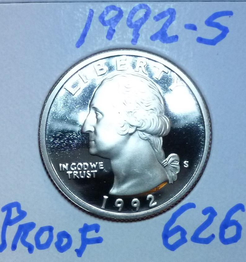 1992-S PROOF Washington Quarter ( 626 ) - For Sale, Buy Now Online ...