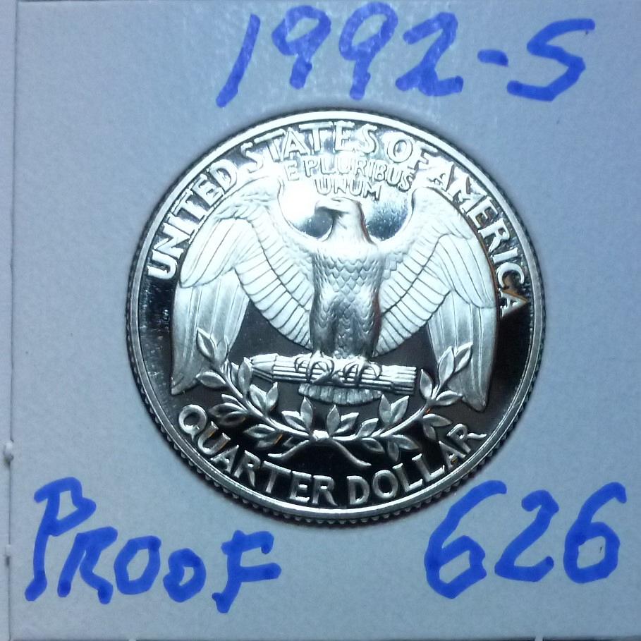 1992-S PROOF Washington Quarter ( 626 ) - For Sale, Buy Now Online ...