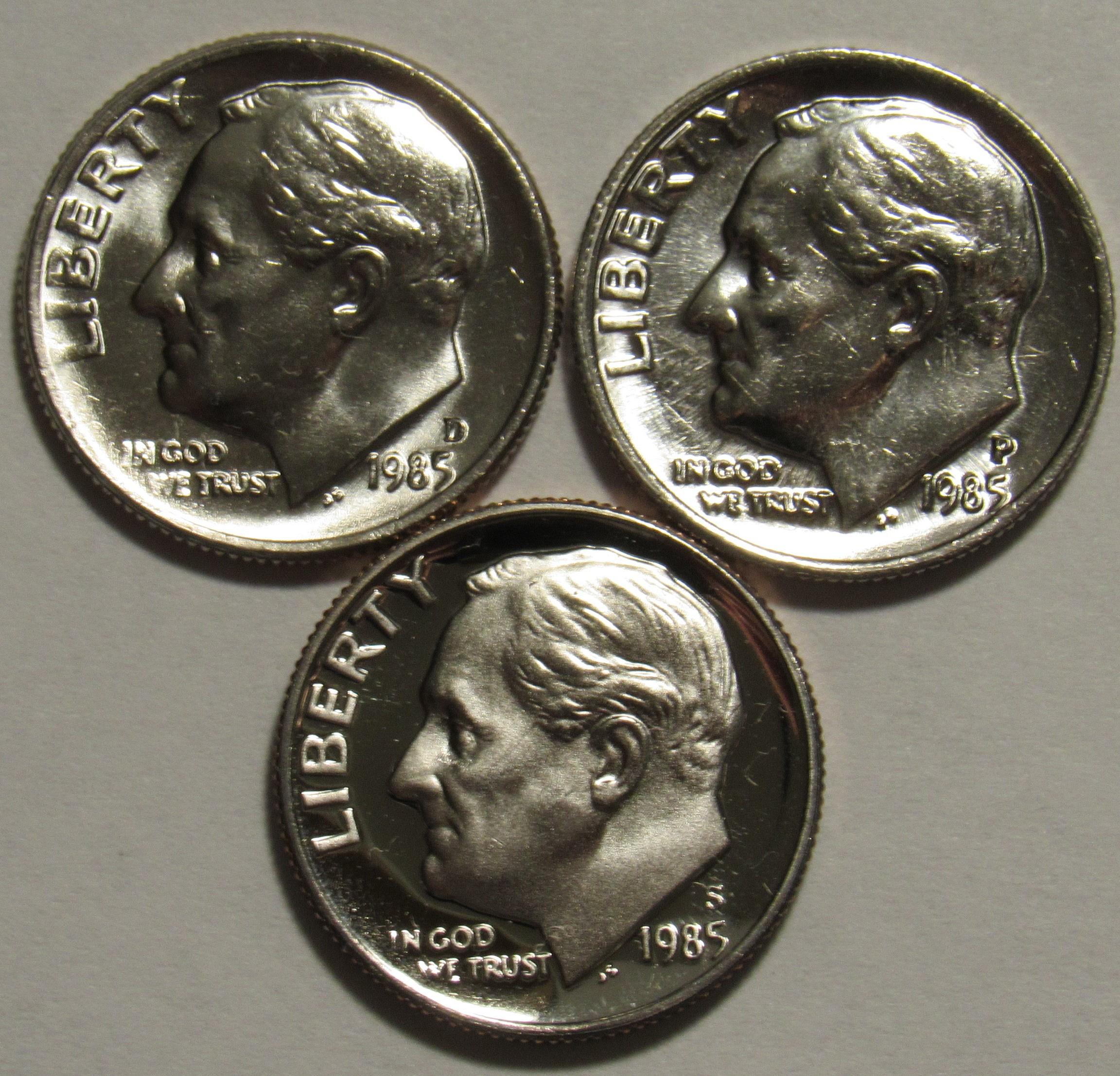 1985 P,D&S Roosevelt Dimes in BU and Proof - For Sale, Buy Now Online ...